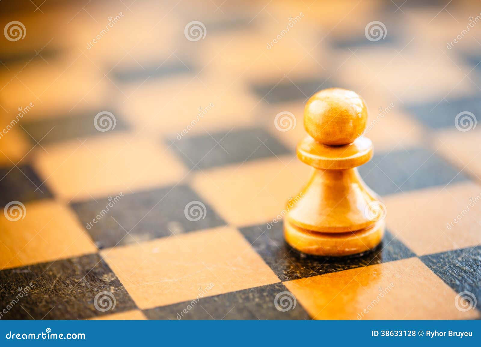 White Chess Pawn Standing on Chessboard Stock Photo - Image of emty ...