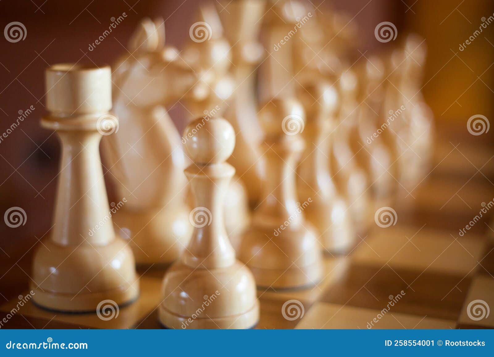 White Chess Pieces on the Chessboard Stock Image - Image of assemble ...