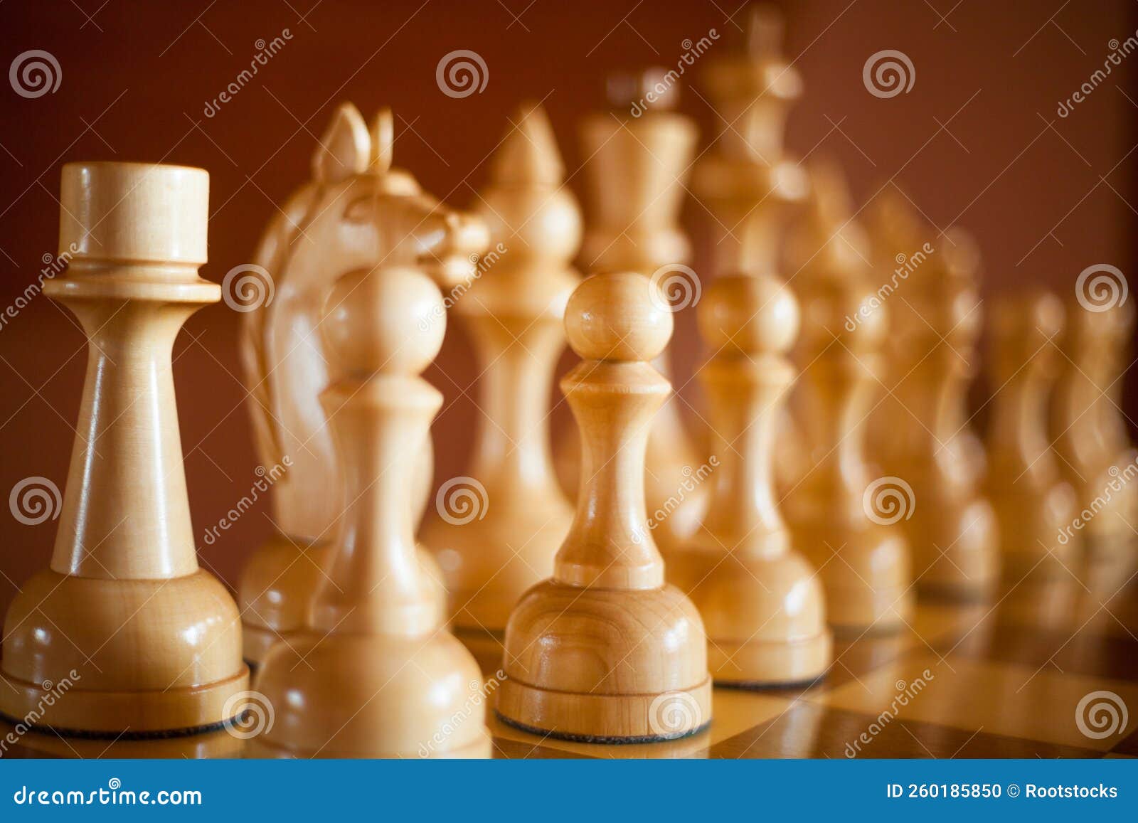 White Chess Pieces on the Chessboard Stock Photo - Image of arranged ...