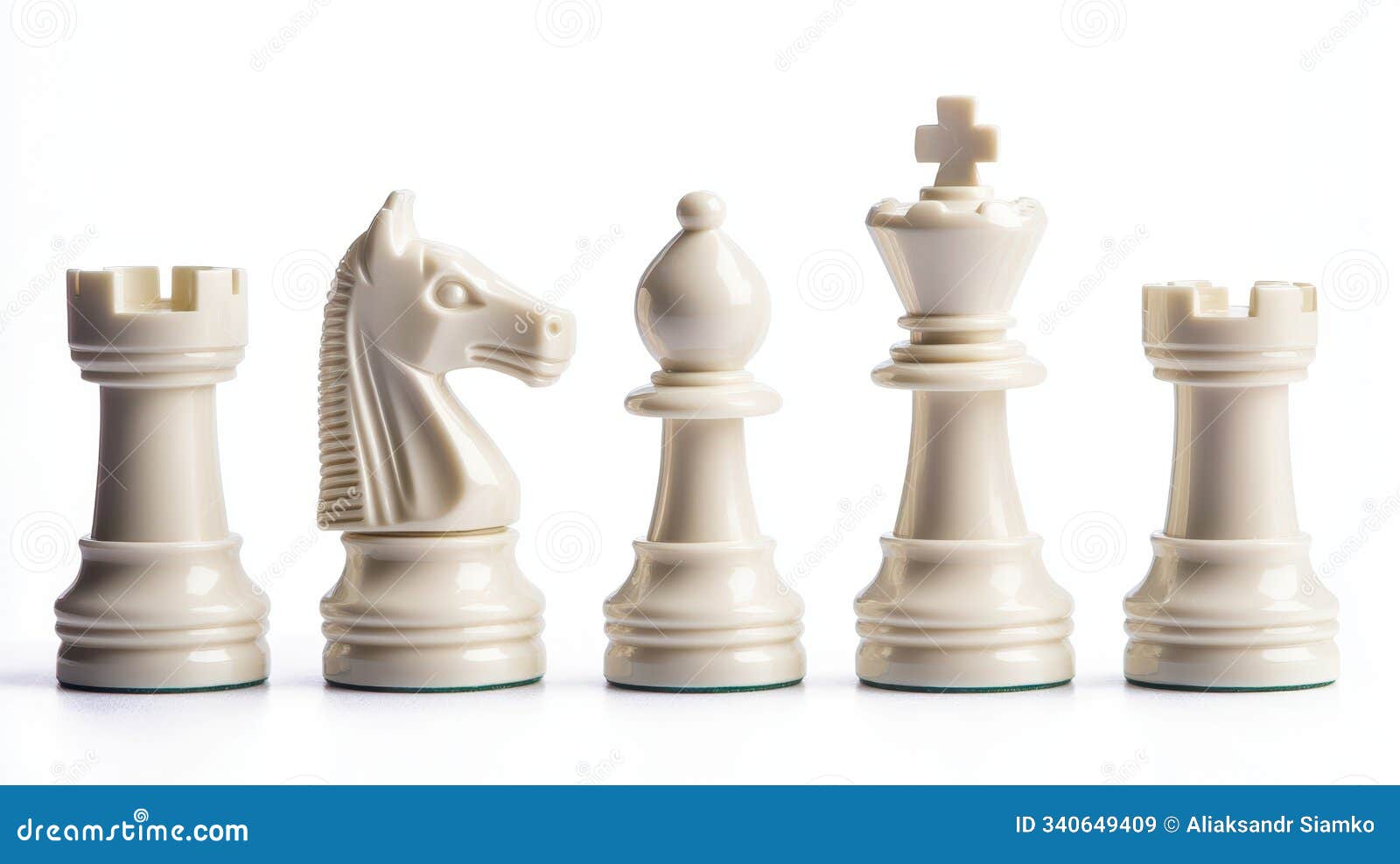 White Chess Pieces Isolated on White Background for Strategic Concepts ...