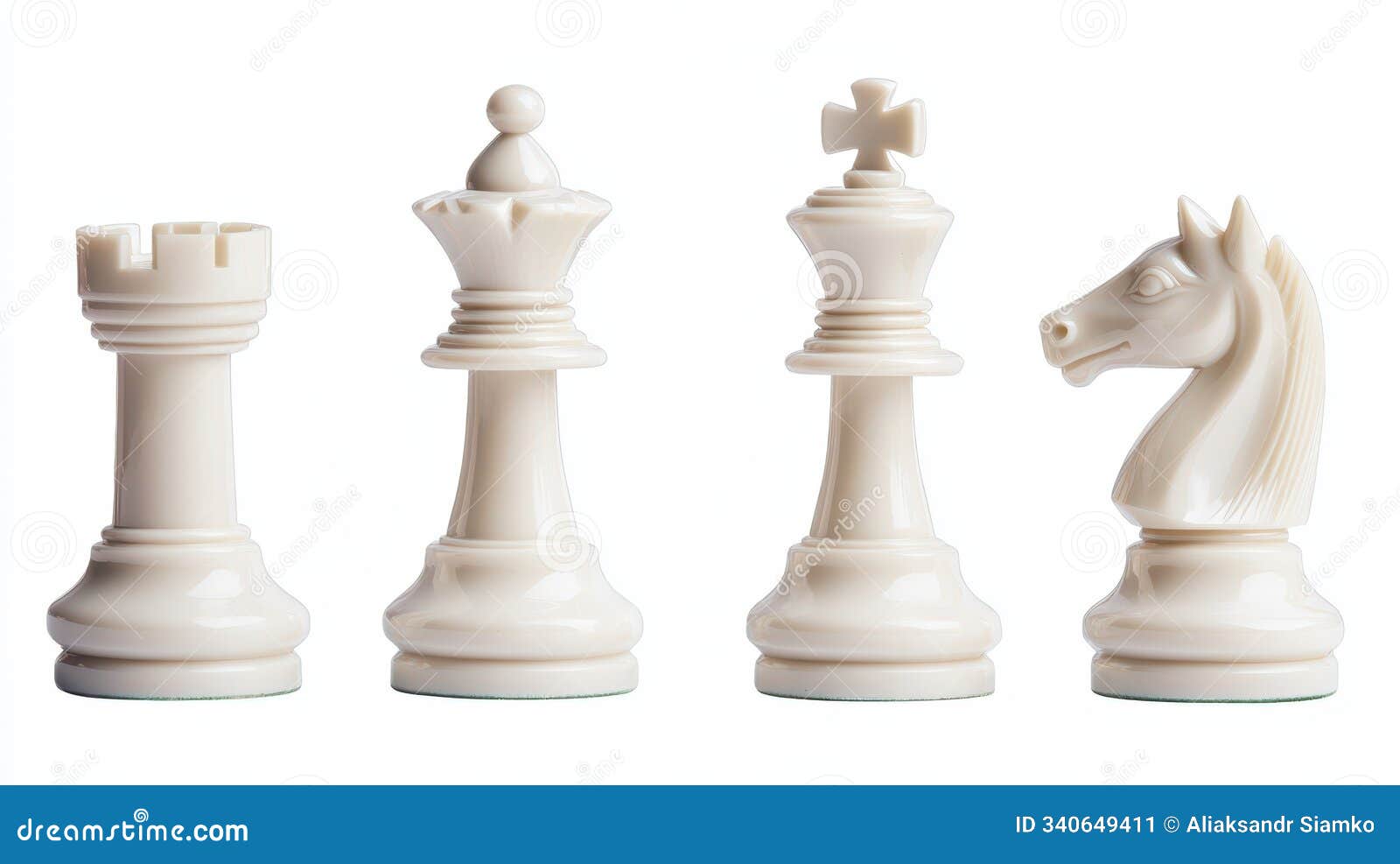 White Chess Pieces Isolated on White Background for Strategic Concepts ...