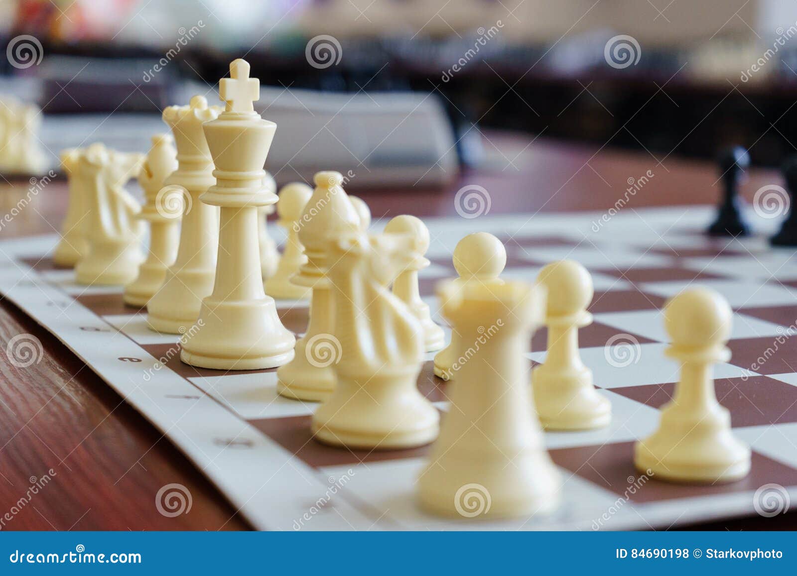 White Chess Pieces on the Starting Position. Stock Photo - Image of ...