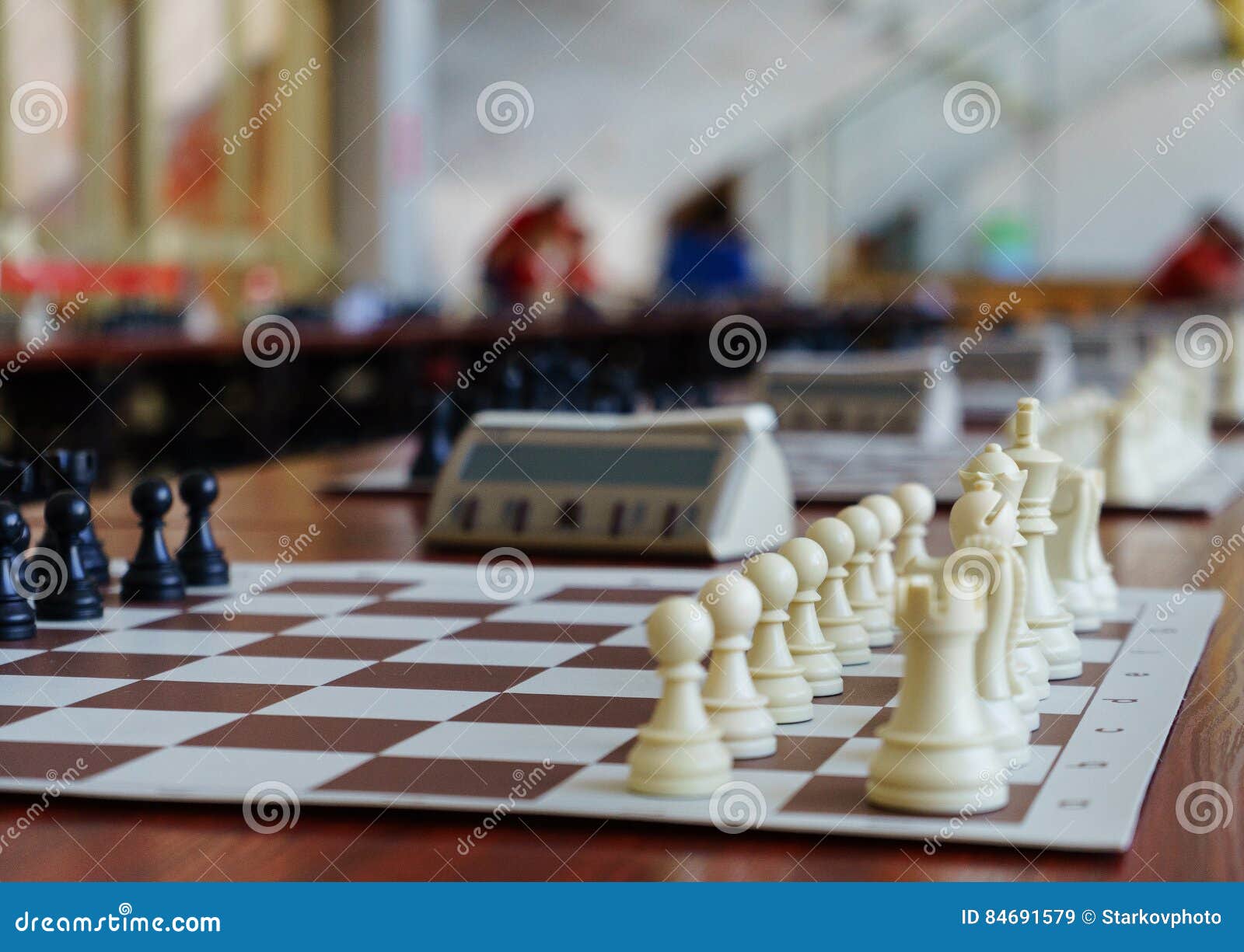 White Chess Pieces on the Starting Position. Stock Image - Image of ...