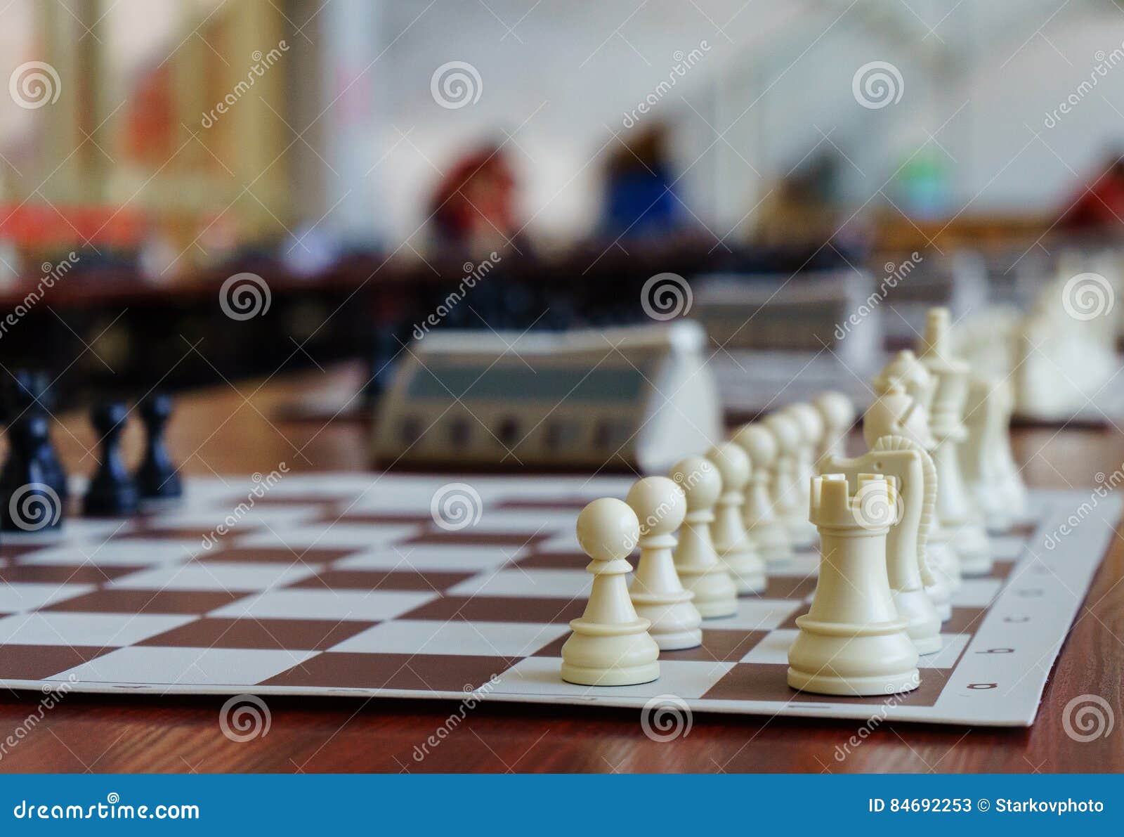 White Chess Pieces on the Starting Position. Stock Image - Image of ...