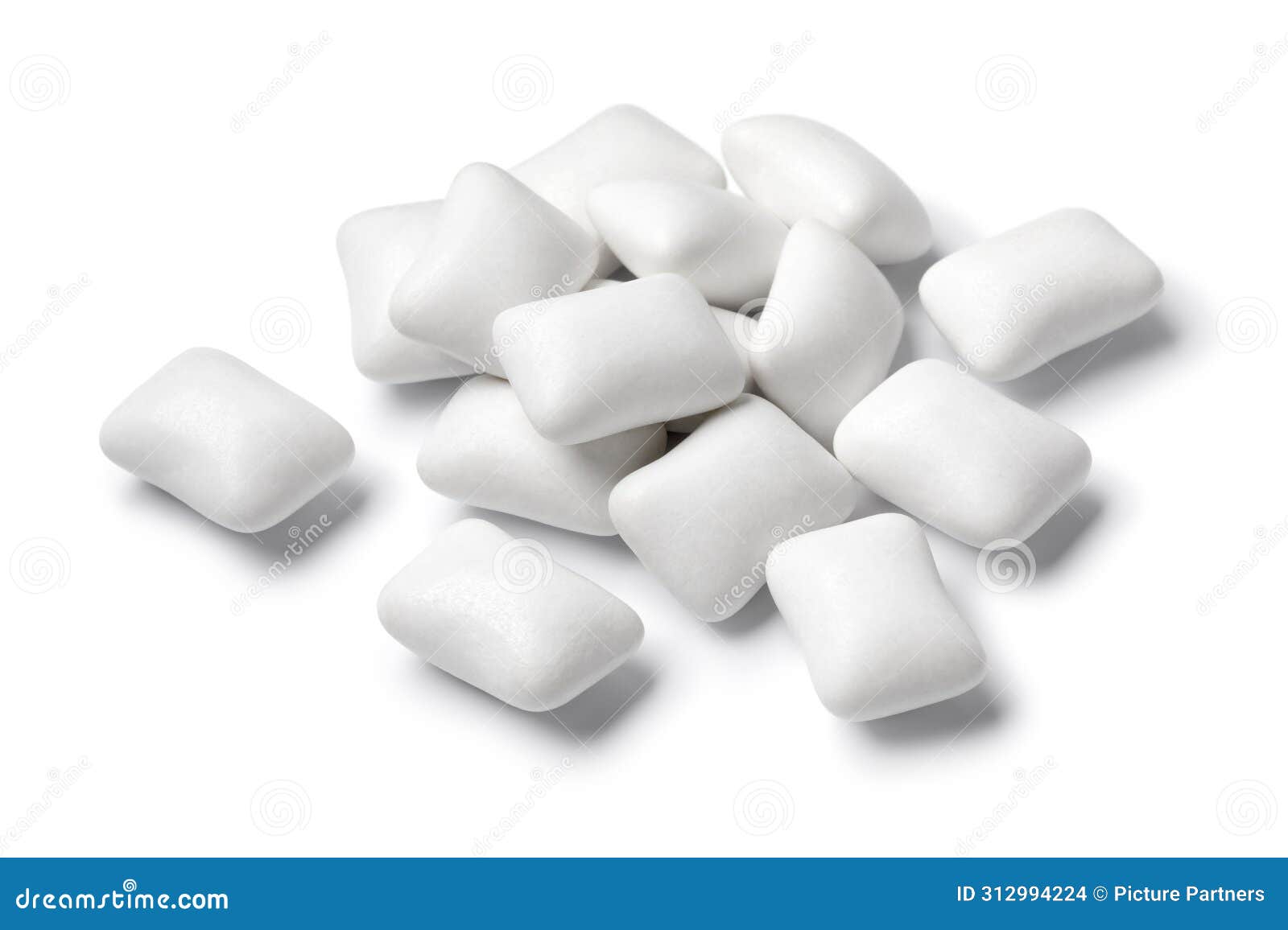 White Chewing Gum Pieces Close Up on White Background Stock Photo ...