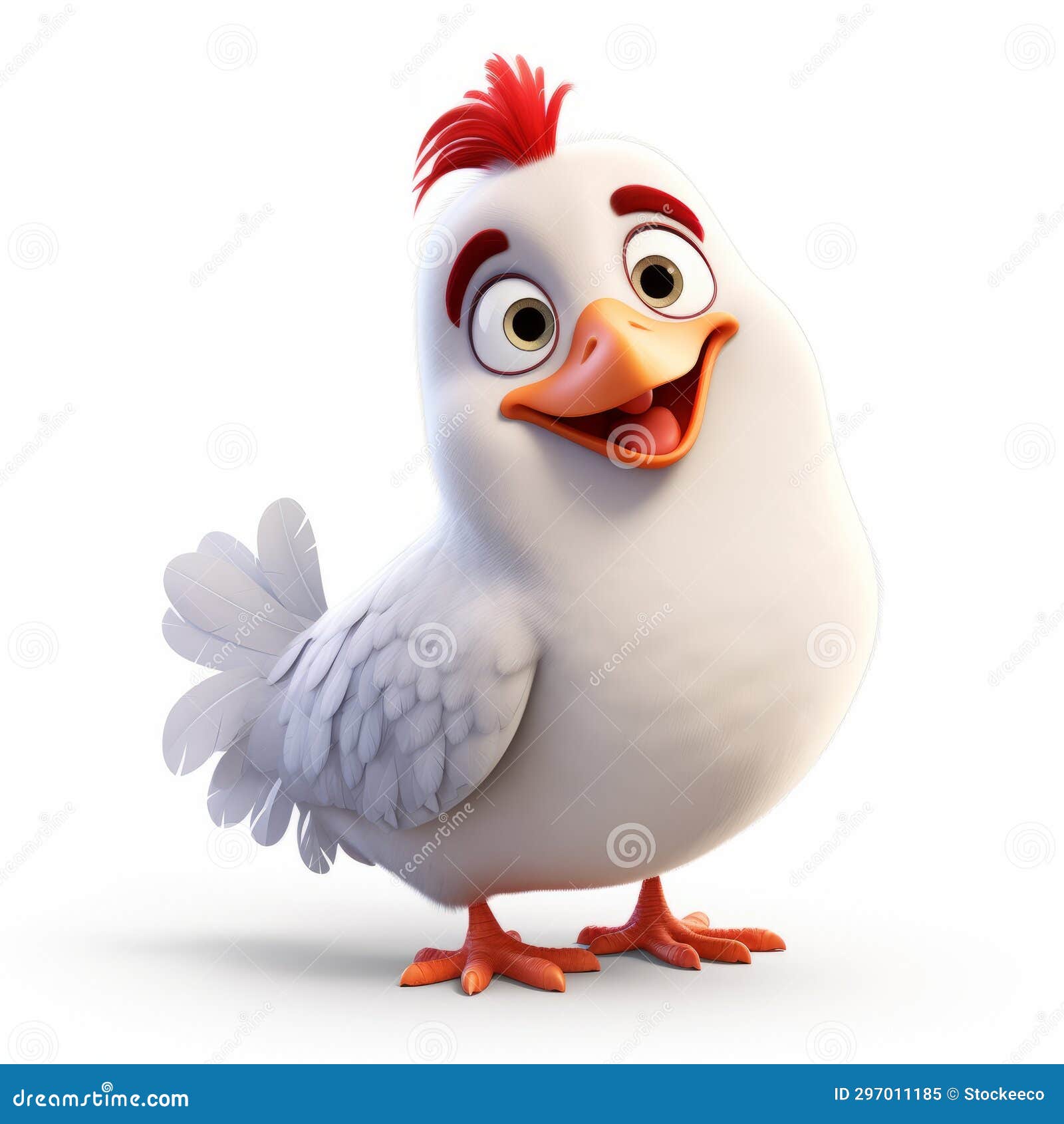Cartoonish 3d Animated Bird: White Chicken with Detailed Facial ...