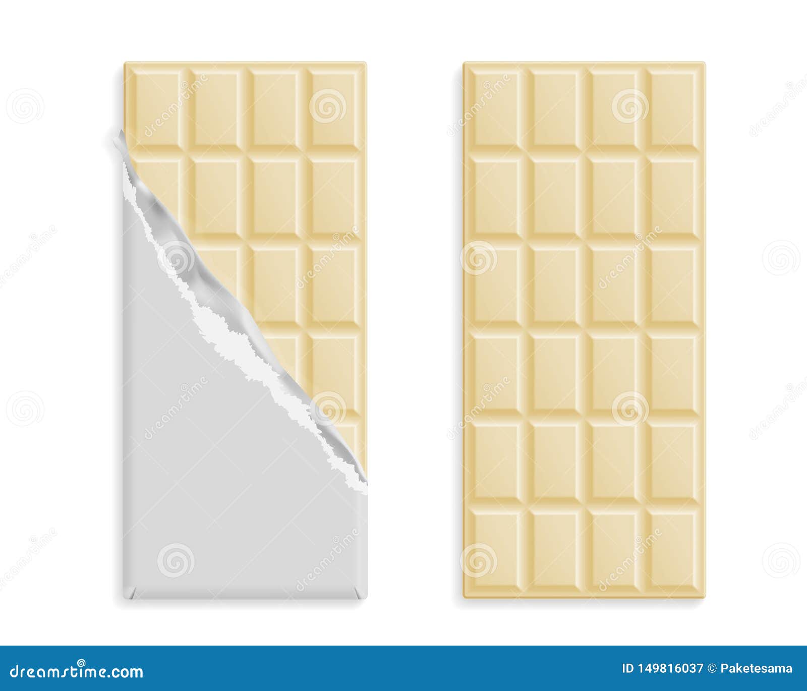 White Chocolate Bars in Wrapper and without Set Stock Vector ...