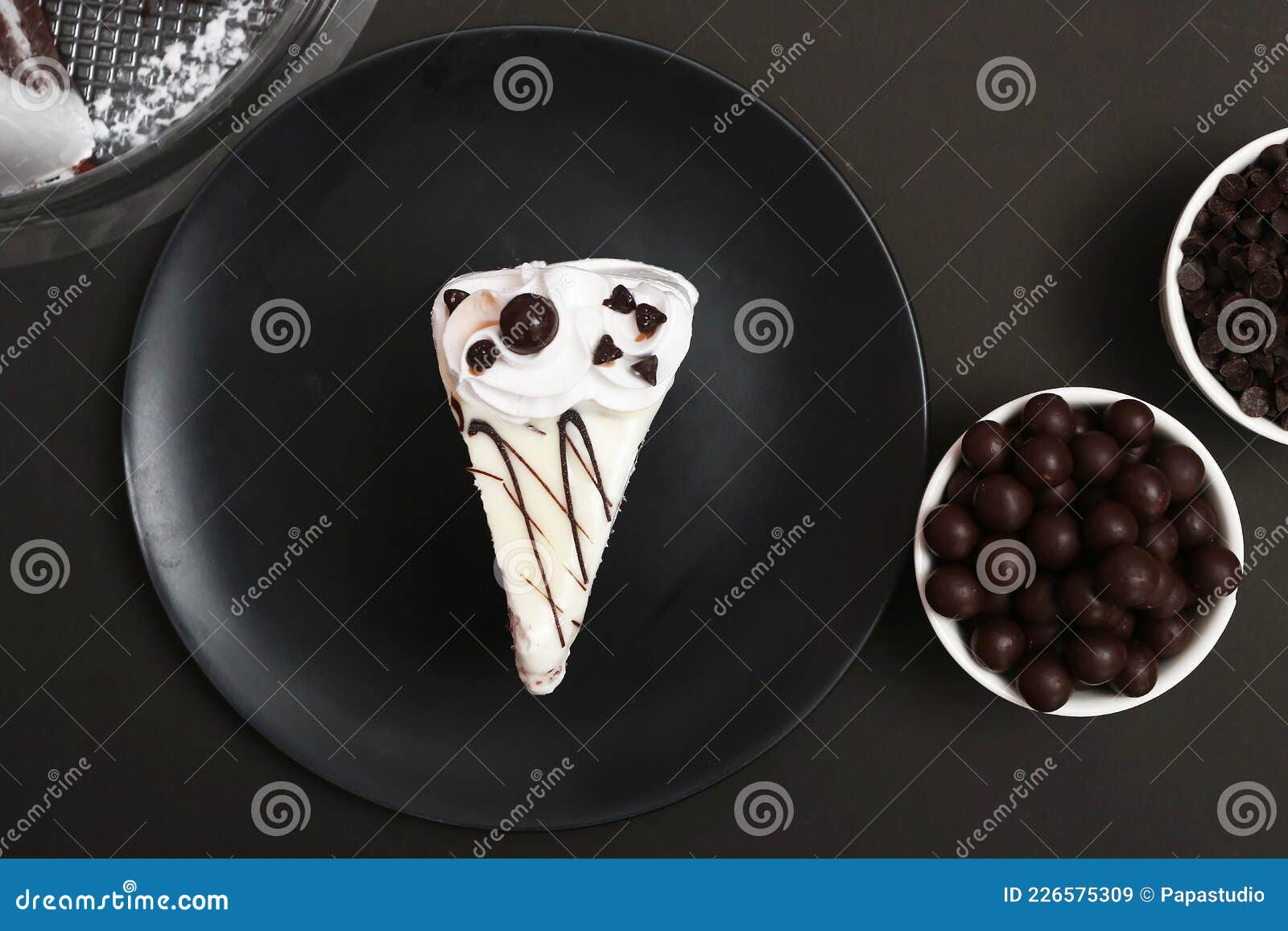 White Chocolate Cake and Chocolate Ball Topping Stock Image - Image of ...