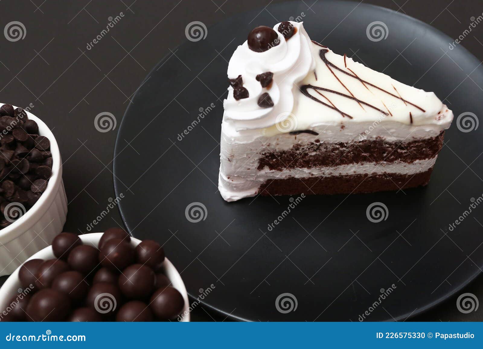 White Chocolate Cake and Chocolate Ball Topping Stock Photo - Image of ...