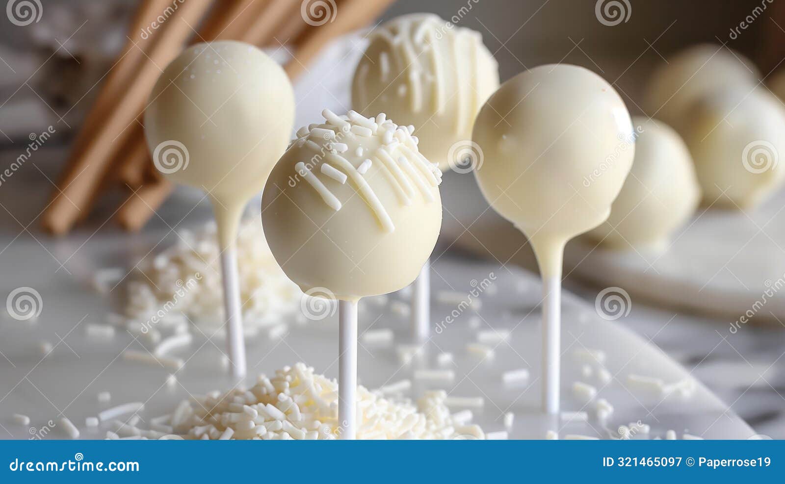 White chocolate cake pops stock image. Image of artistic - 321465097