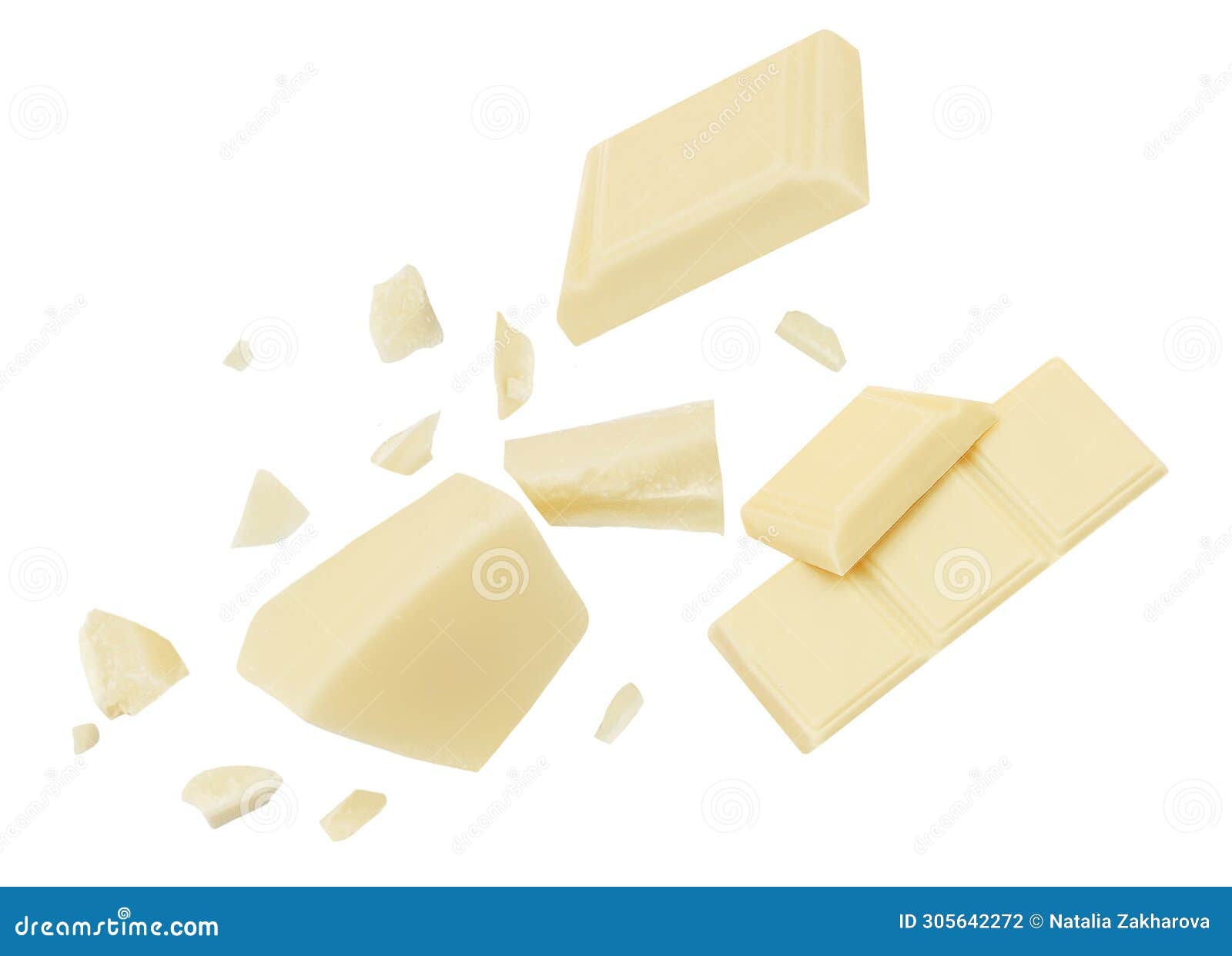 White Chocolate Explosion Isolated on White Background. Shattering ...