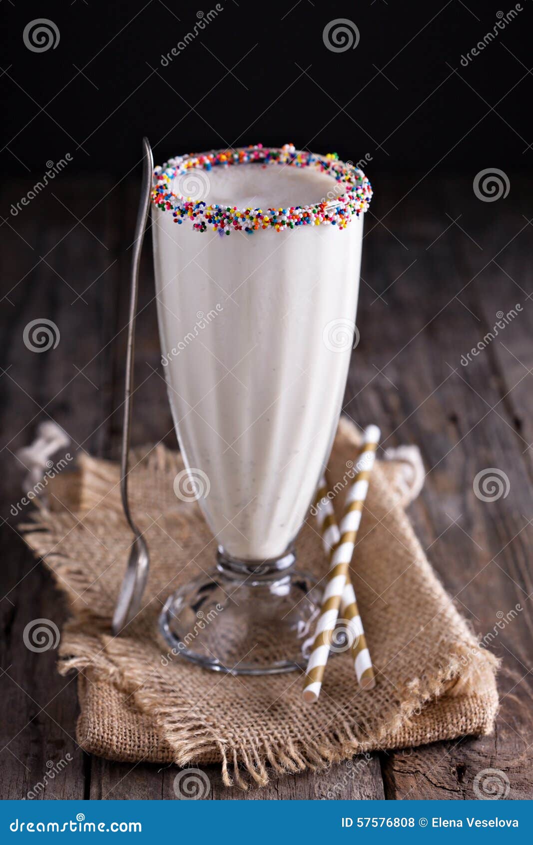 White Chocolate Milkshake in Tall Glass Stock Photo - Image of cocktail ...