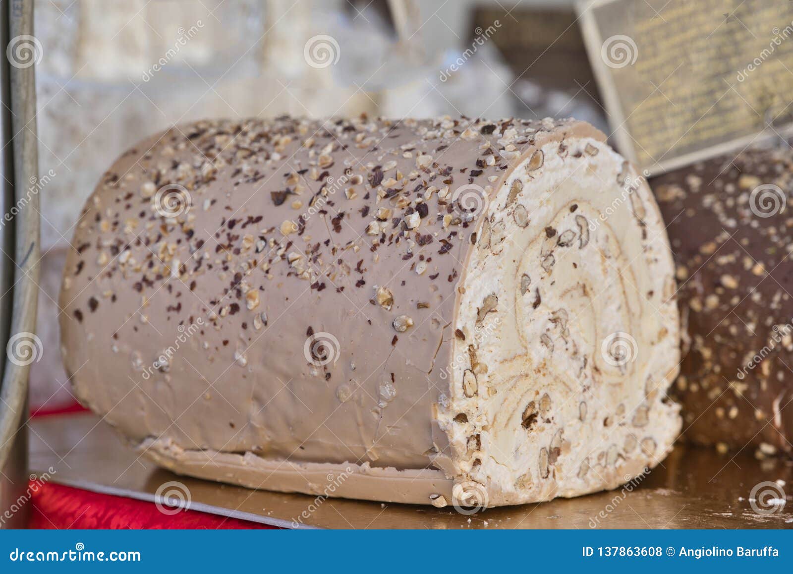 White Chocolate Nougat with Almonds Stock Photo - Image of ingredient ...