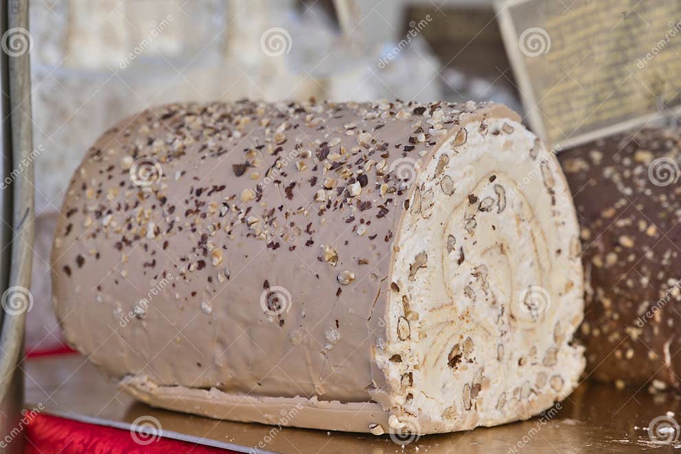 White Chocolate Nougat with Almonds Stock Photo - Image of ingredient ...