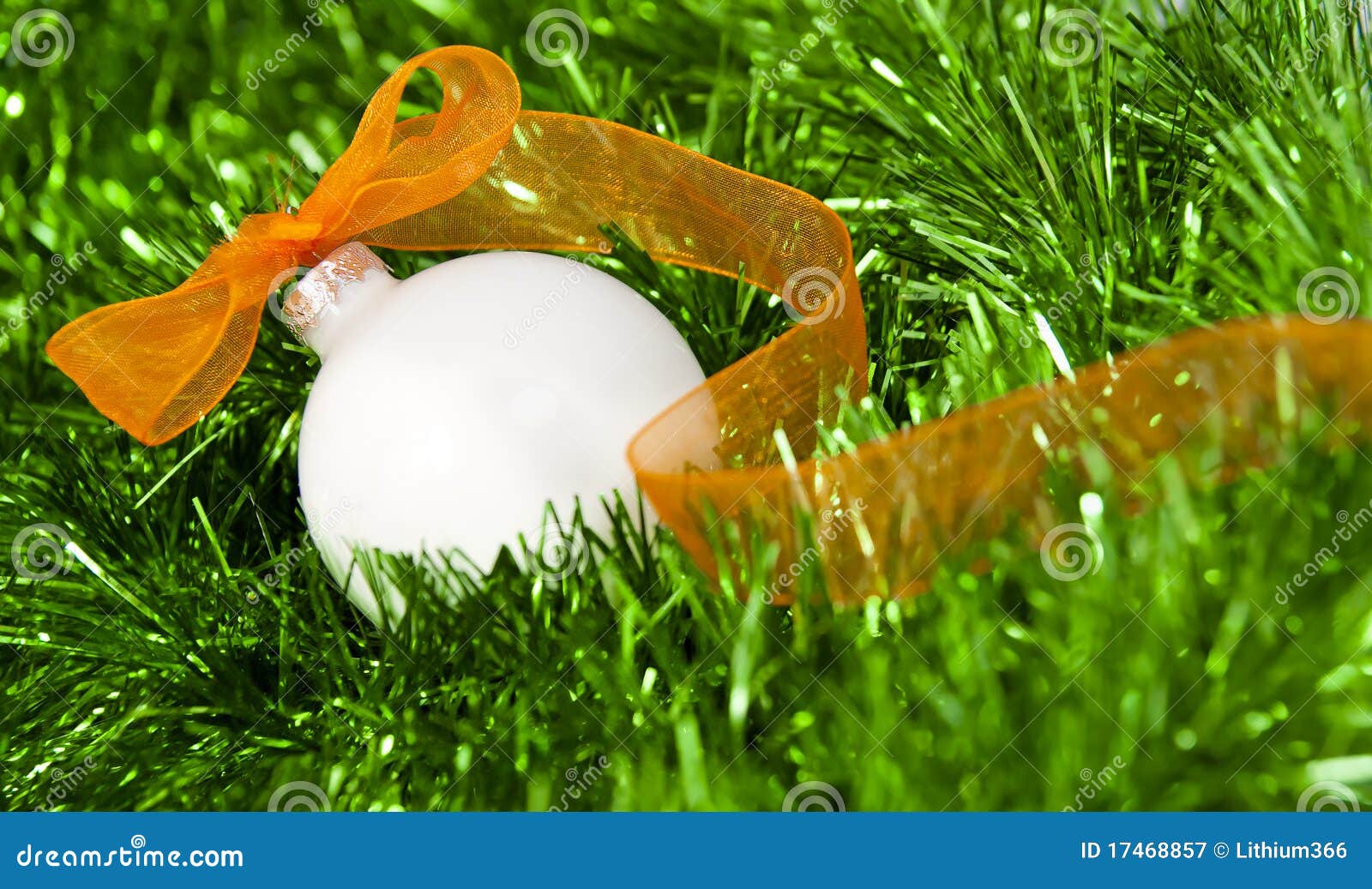 White Christmas Ball with Orange Ribbon Stock Image - Image of ball ...