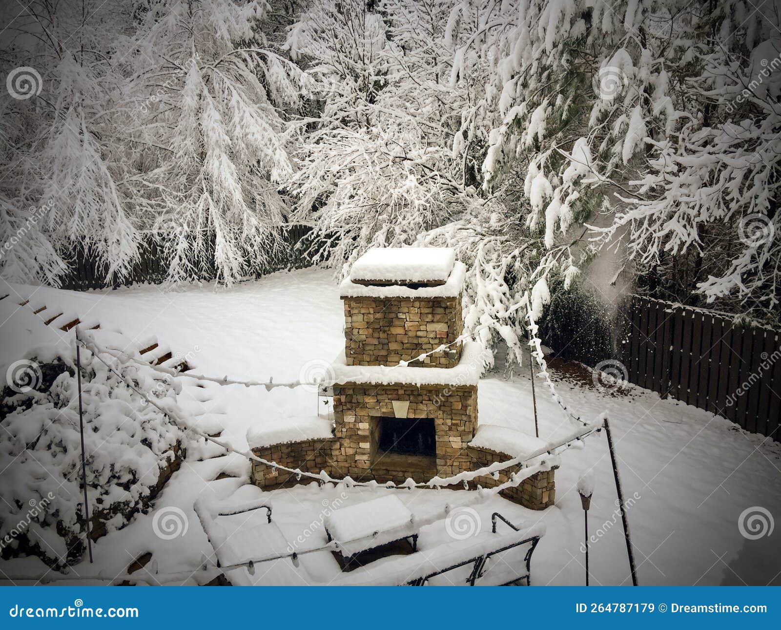 White Christmas stock image. Image of snow, fireplace - 264787179