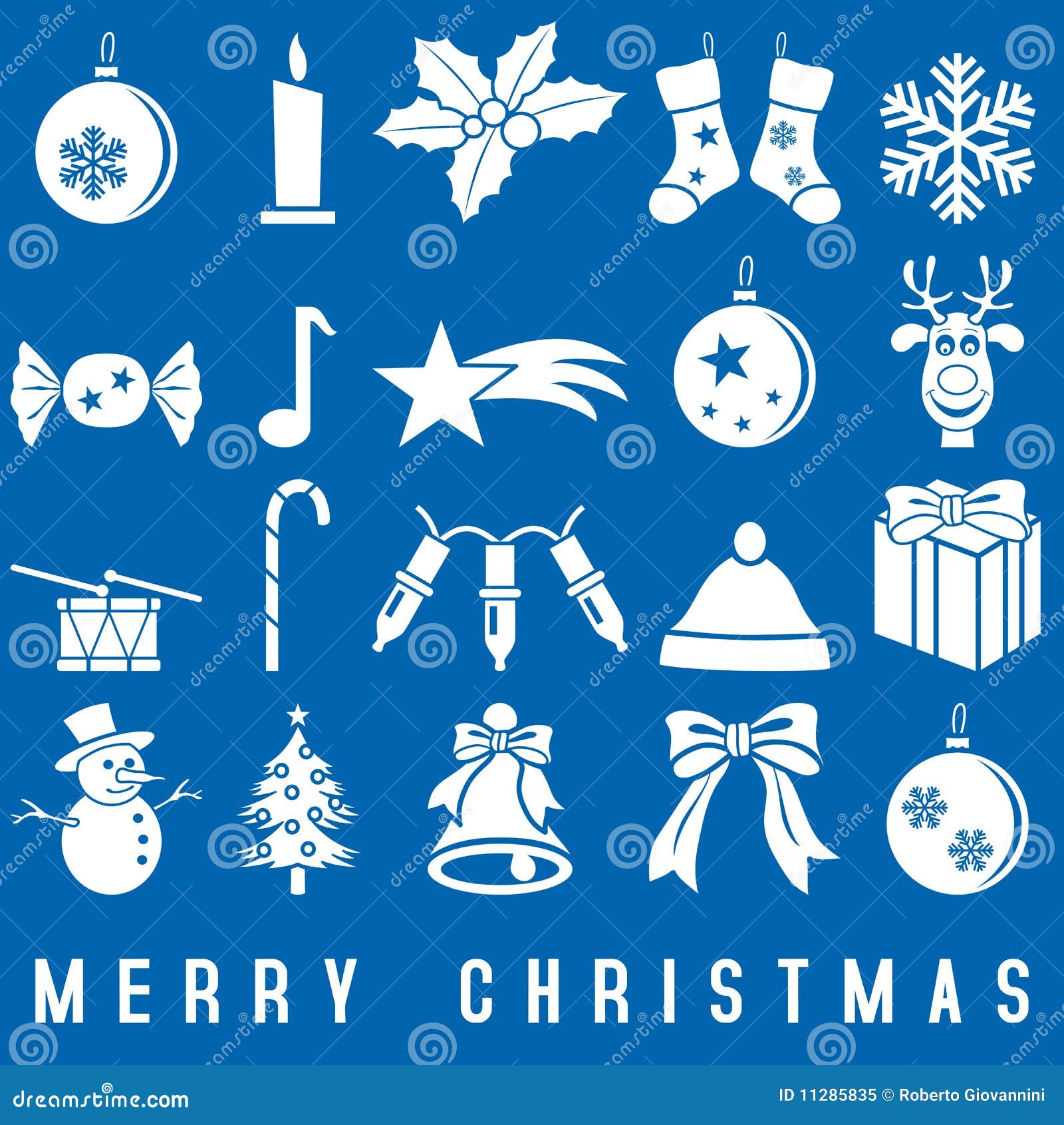 Christmas Symbols Collection. Big Set Of Xmas Icons. Seasonal Cartoon ...