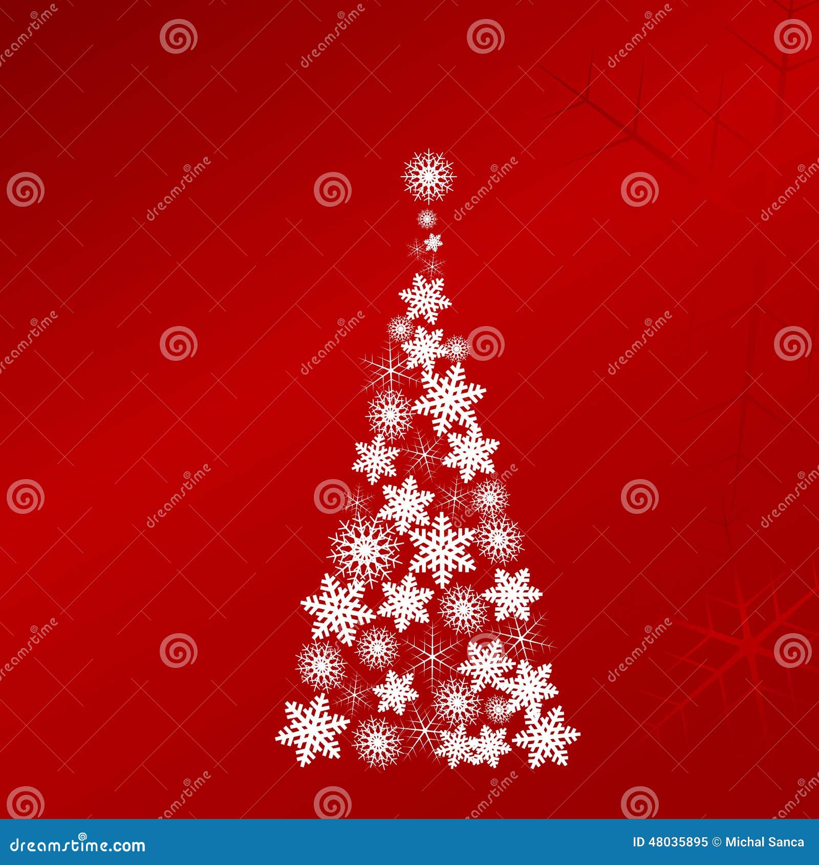 White Christmas Tree on Red Background Stock Illustration ...