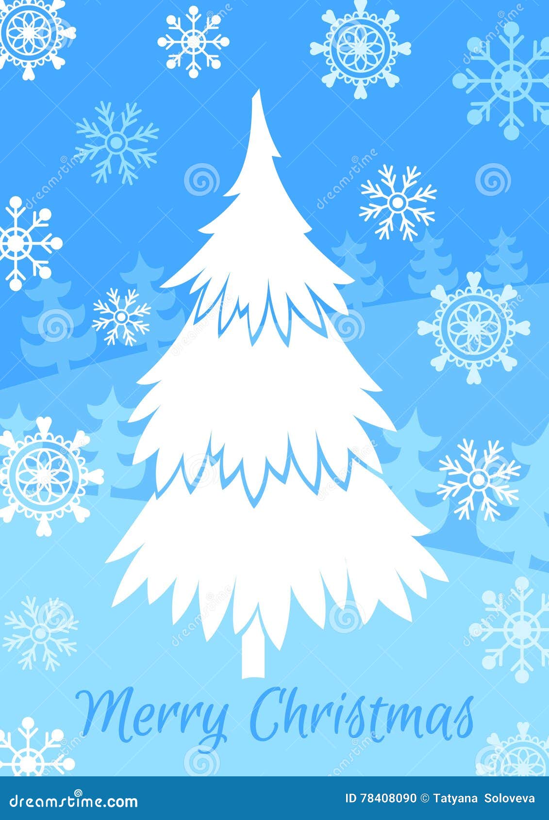 White Christmas Tree Vector Illustration. Stock Vector - Illustration ...