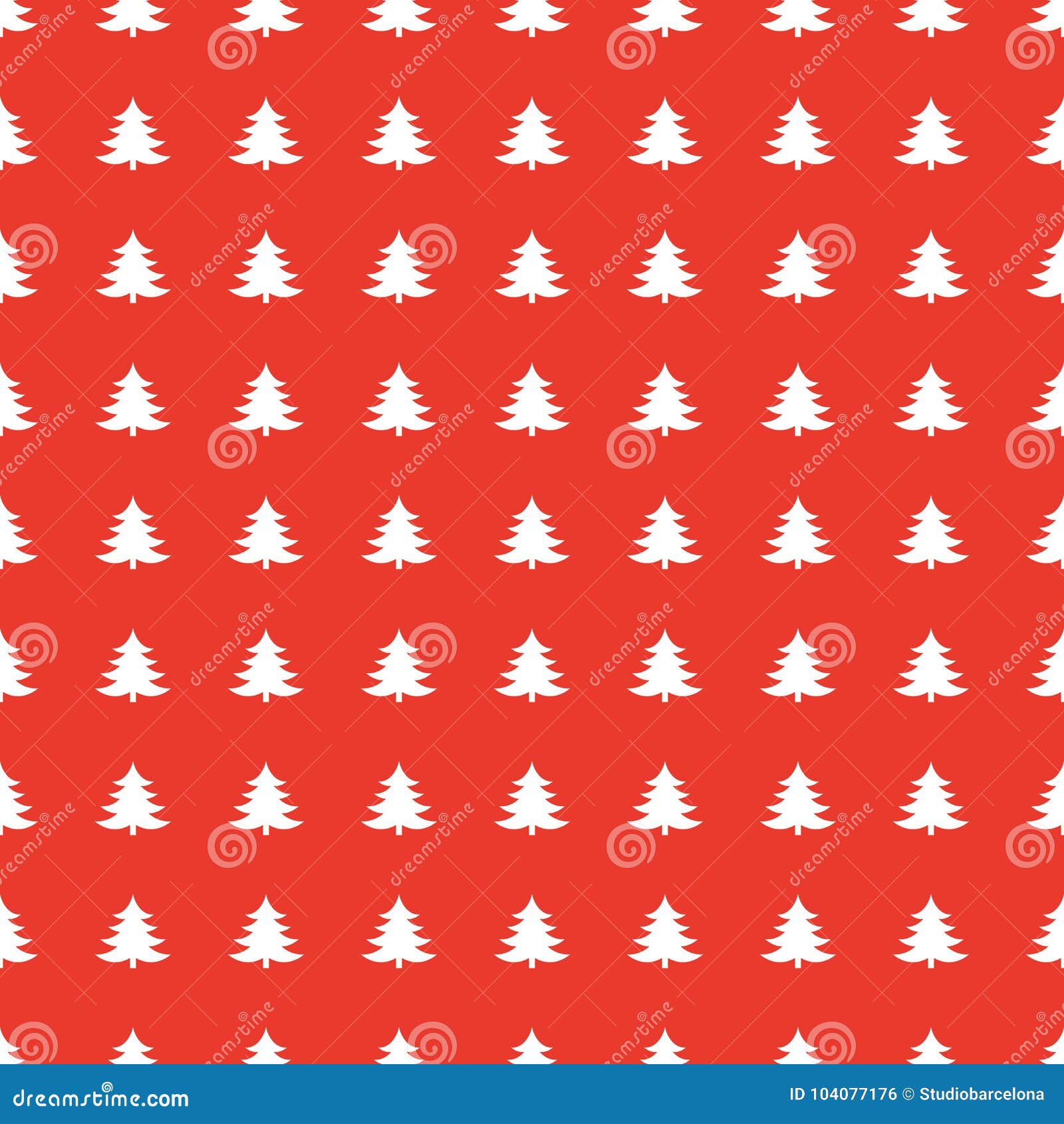 White Christmas Trees on Red Background Seamless Pattern Stock Vector ...