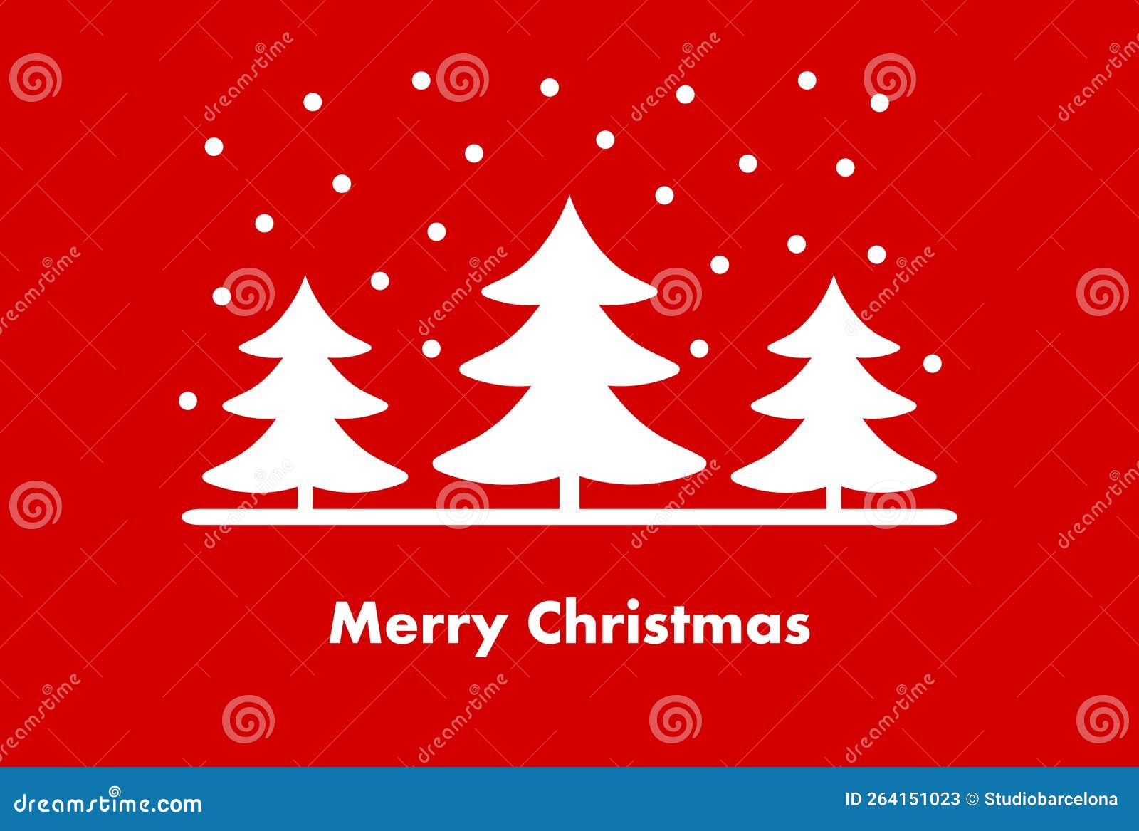 White Christmas Trees on Red Background. Christmas Winter Greeting Card ...