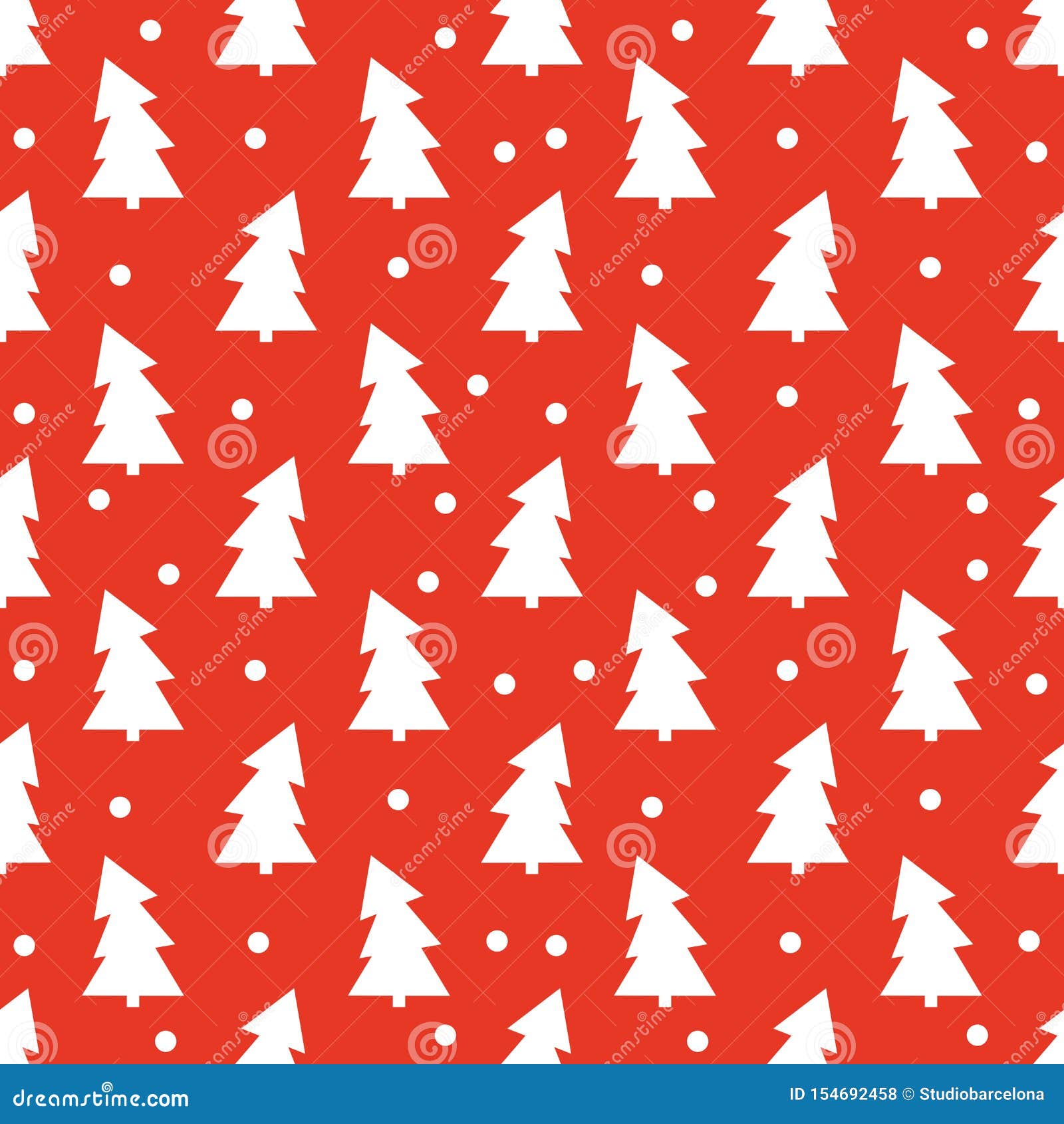 White Christmas Trees and Snow on Red Background Stock Vector ...