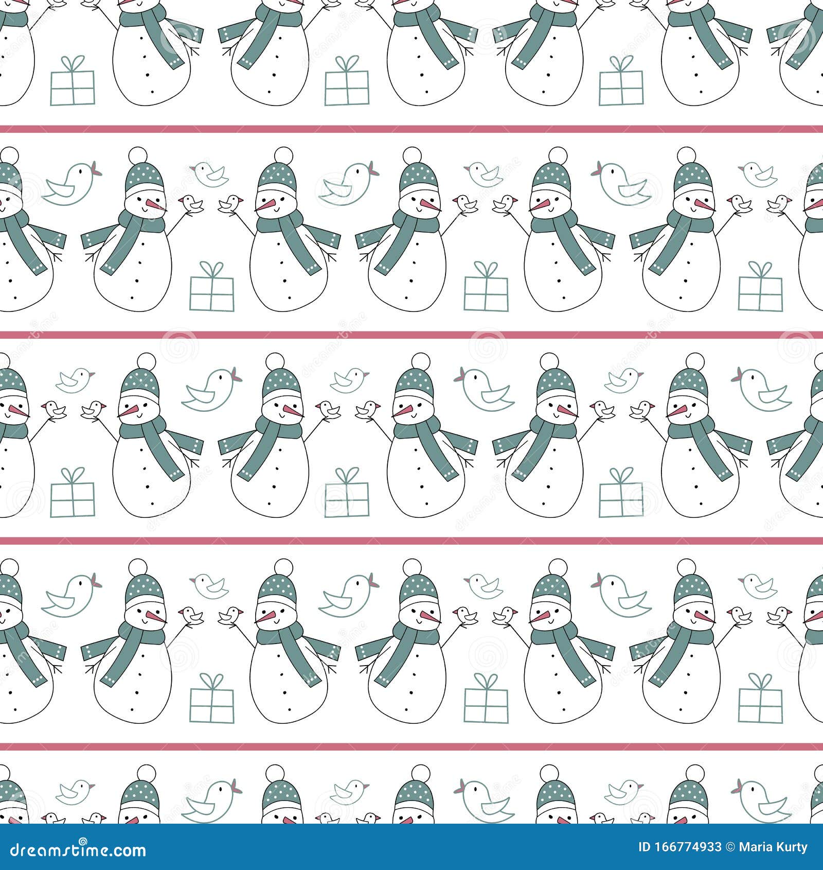 White Christmas Winter Cute Snowmen Repeat Pattern Stock Vector ...