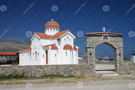 White Church, Crete, Greece Stock Photo - Image of architecture, olive ...
