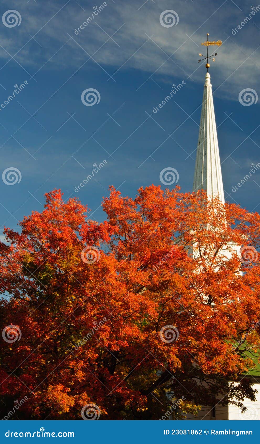 White Church and Fall Colors. Stock Photo - Image of highway ...