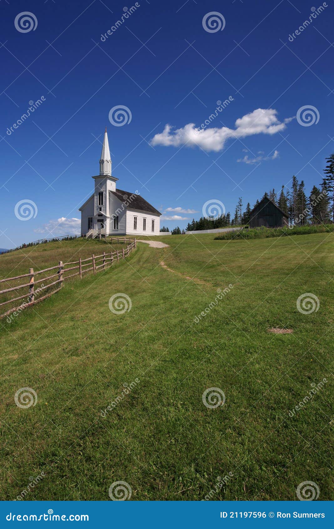 White church on a hill stock photo. Image of hill, season - 21197596