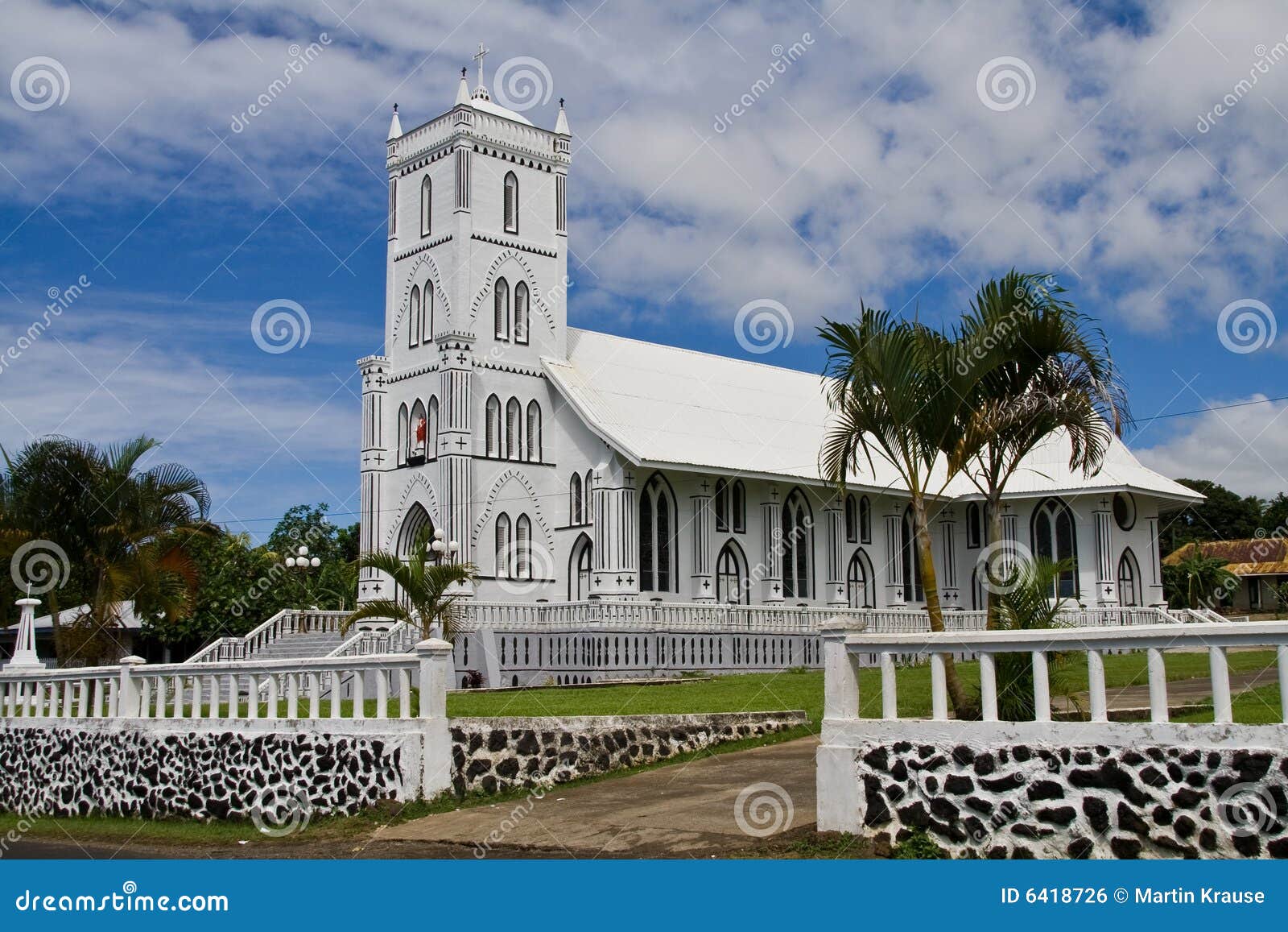 White church in samoa stock photo. Image of satan, source - 6418726