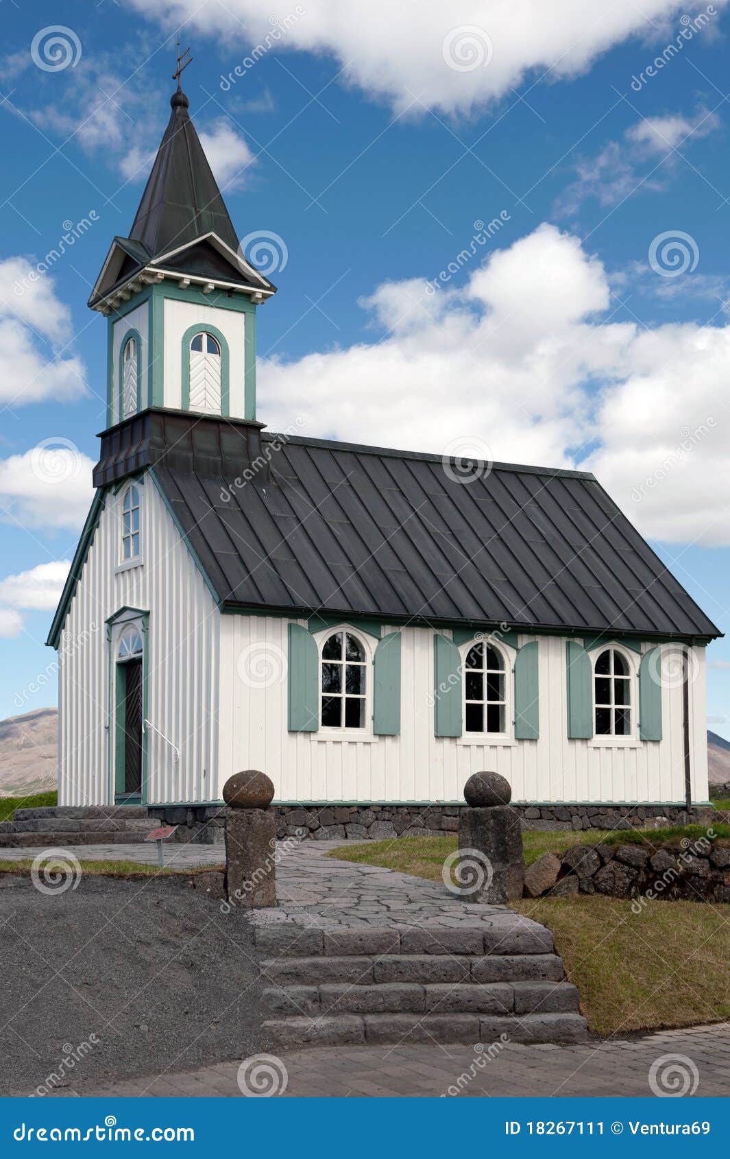 White Church in Thingvellir, Iceland Stock Image - Image of quiet ...