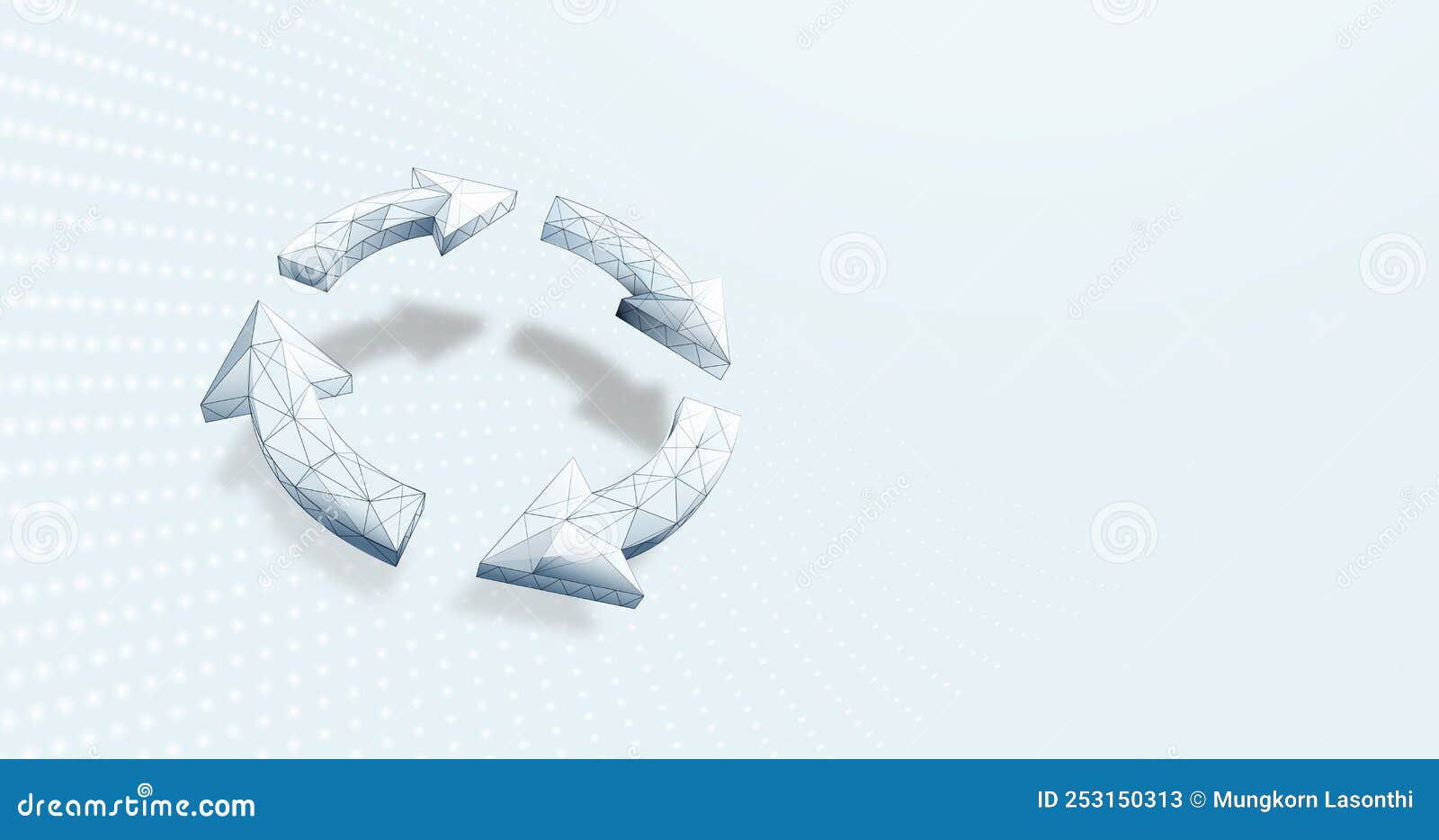 White Circle Arrows. Life Cycle. Recycle Icon. Low Poly Model Design ...