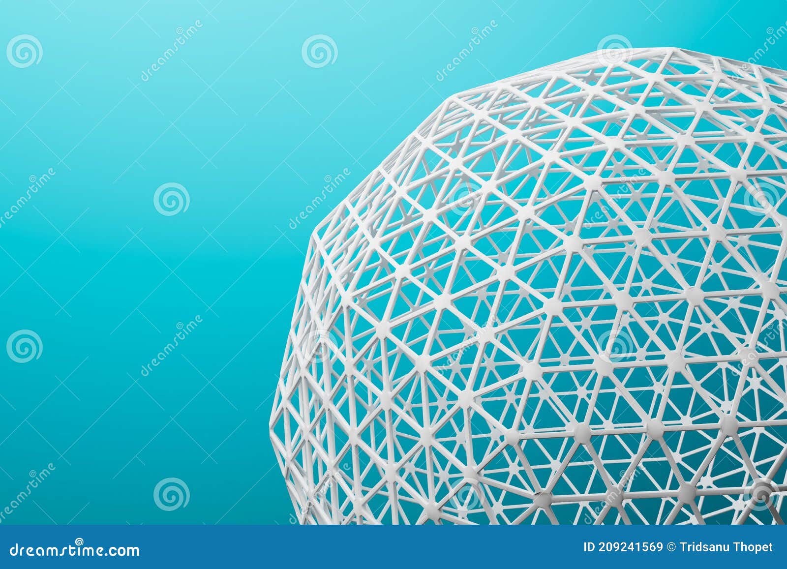 White Circle Art Wireframe on Blue Background, Abstract Background and ...