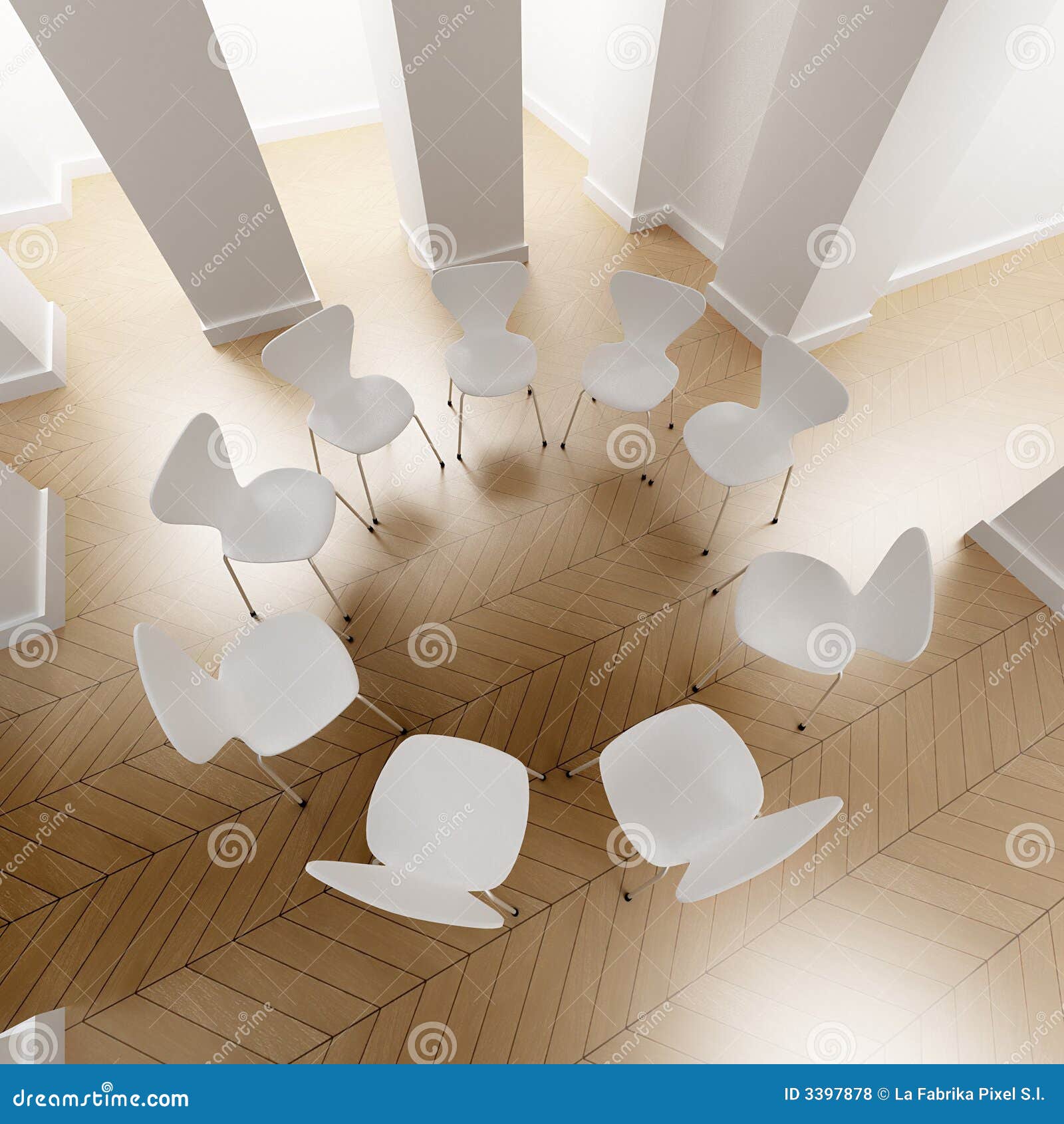 White circle of chairs stock photo. Image of ideas, creativity - 3397878