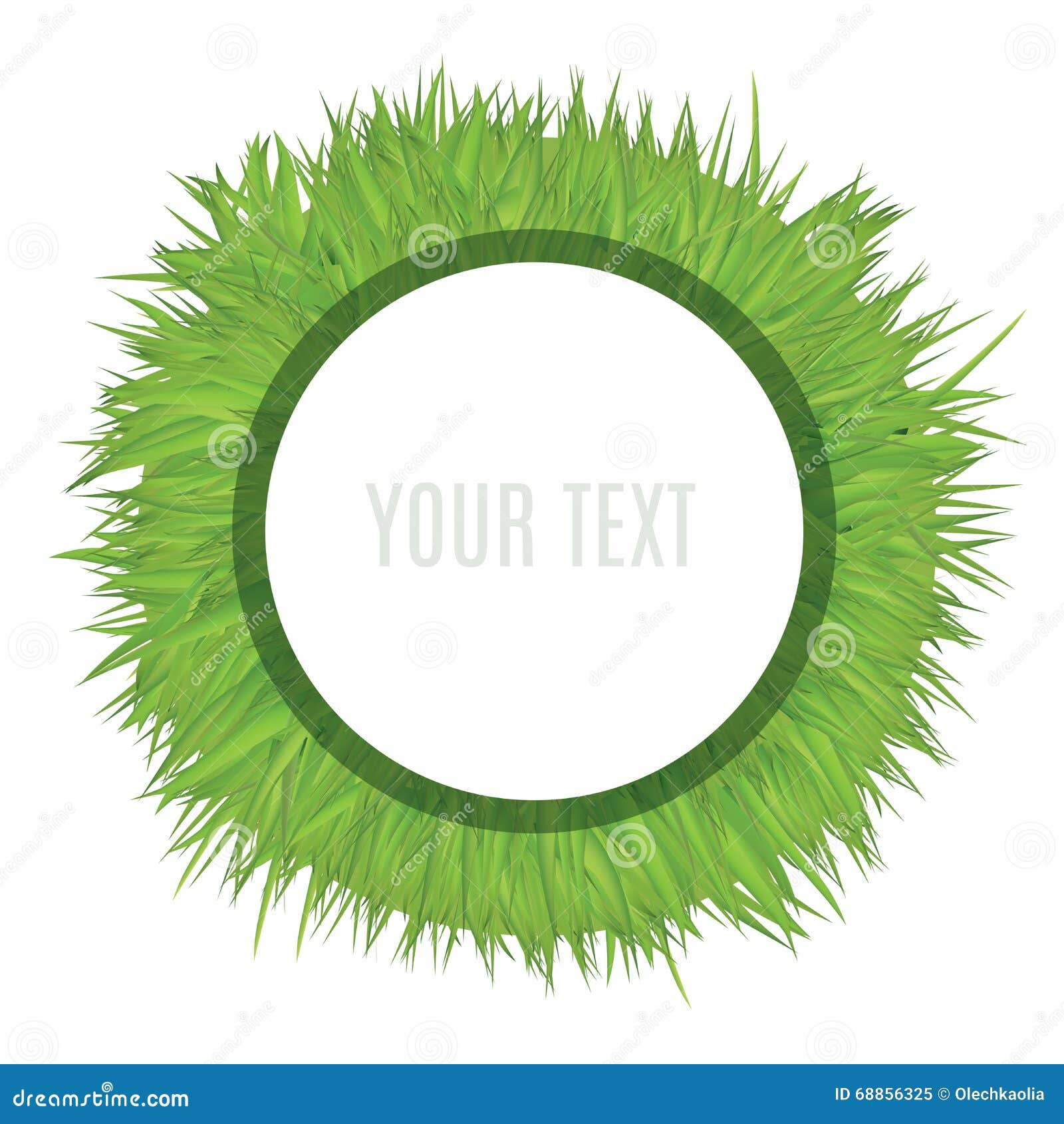 White Circle Frame Template on Grass Field. Decorative Vector ...