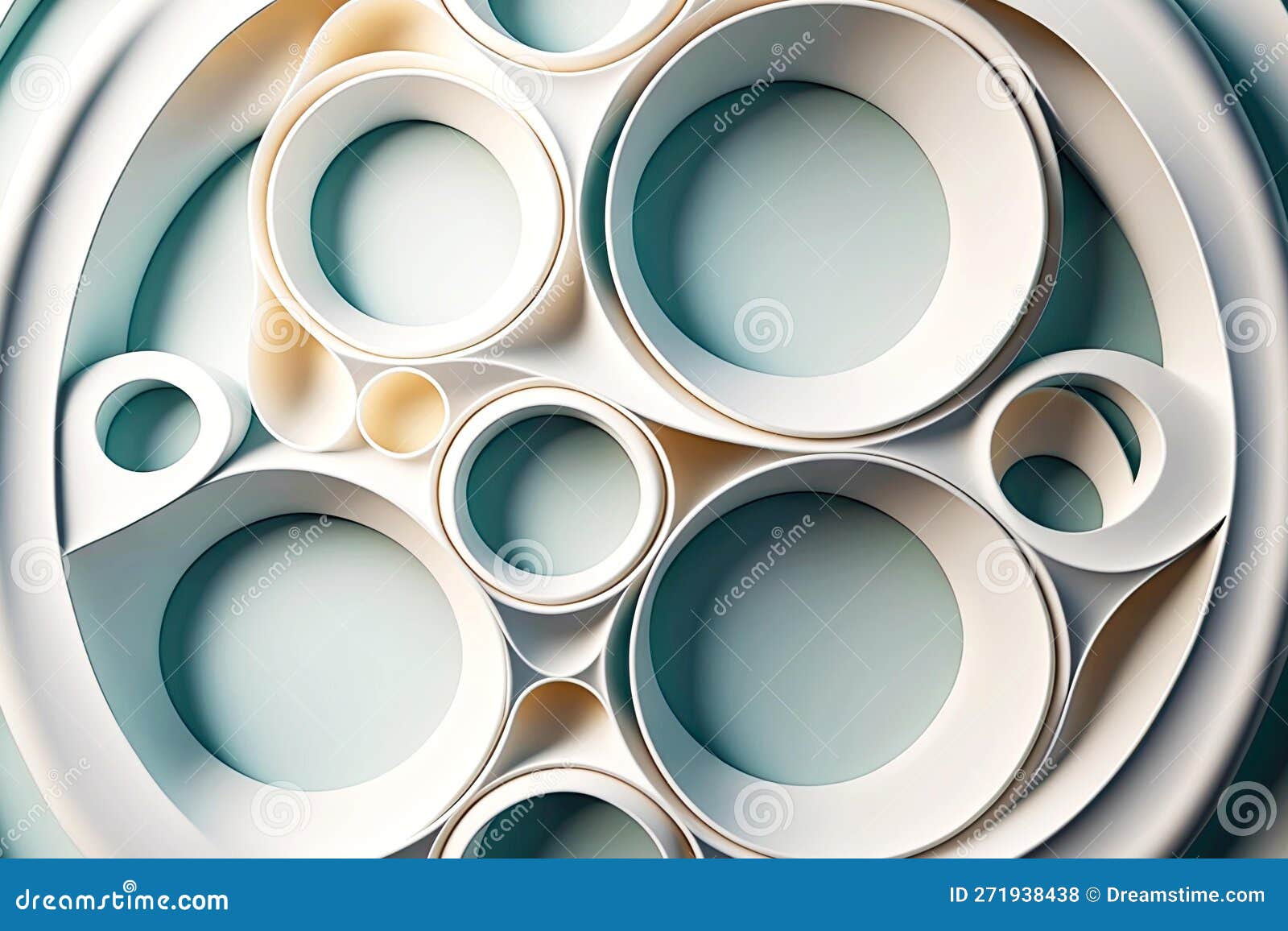 White Circle of Joined Rings As 3d Render Abstract Geometric Background ...