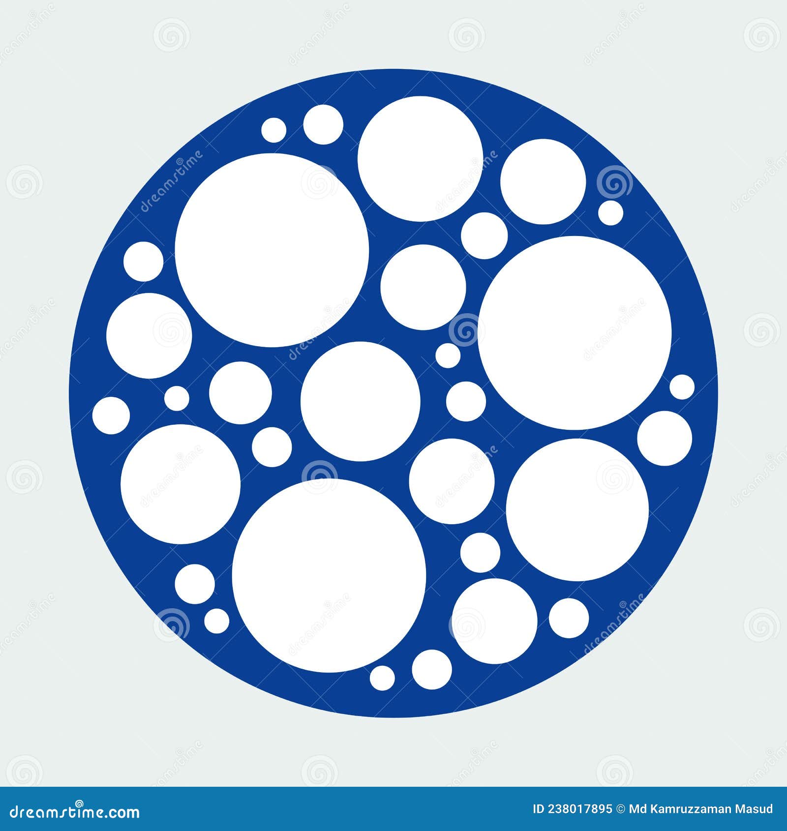 White Circle Pattern Set in Blue Circle Shape Vector Illustration Stock ...