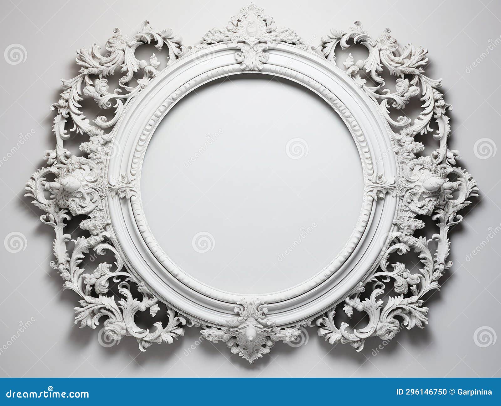 White Circle-shaped Frame Surrounded by Decorations , on White Contour ...