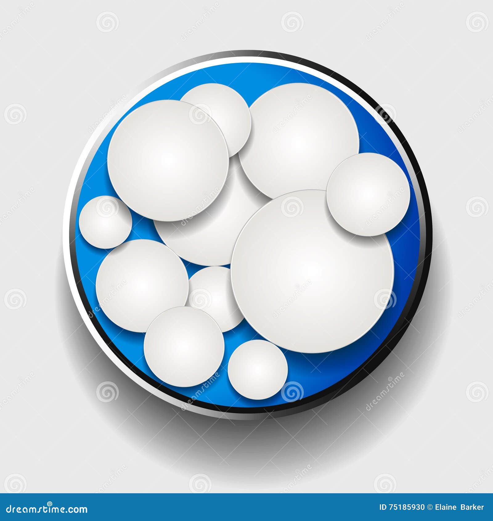 White Circles in Metallic Border Over Blue Stock Illustration ...
