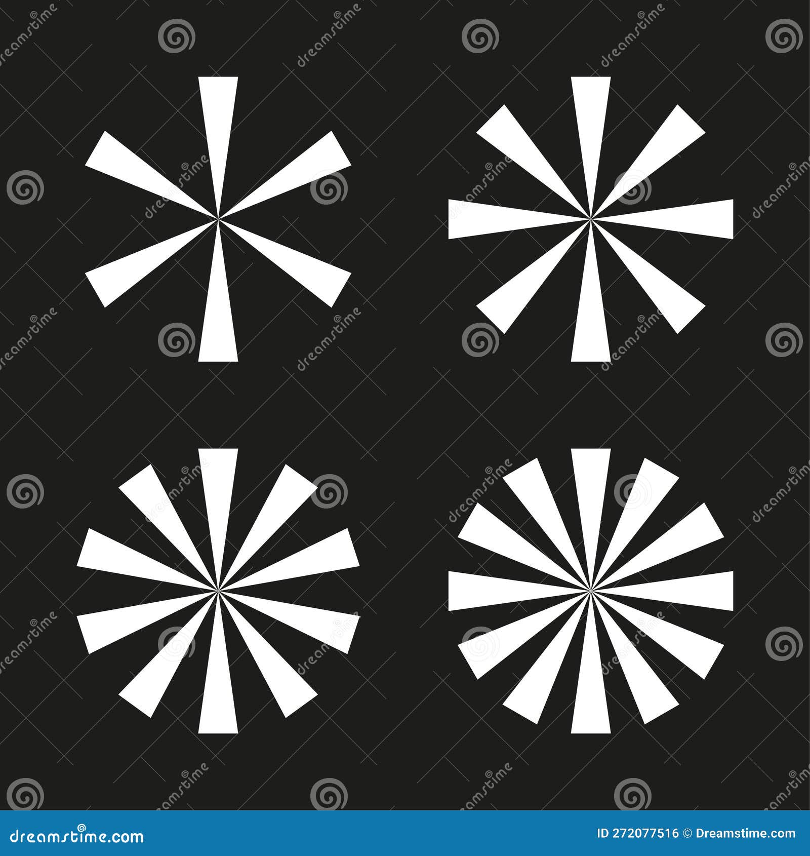 White Circles Rays on Black Background. Geometric Art Print. Vector ...