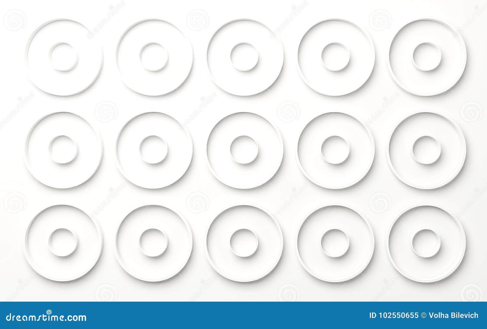 White Circles on White Background. 3d Render Stock Illustration ...
