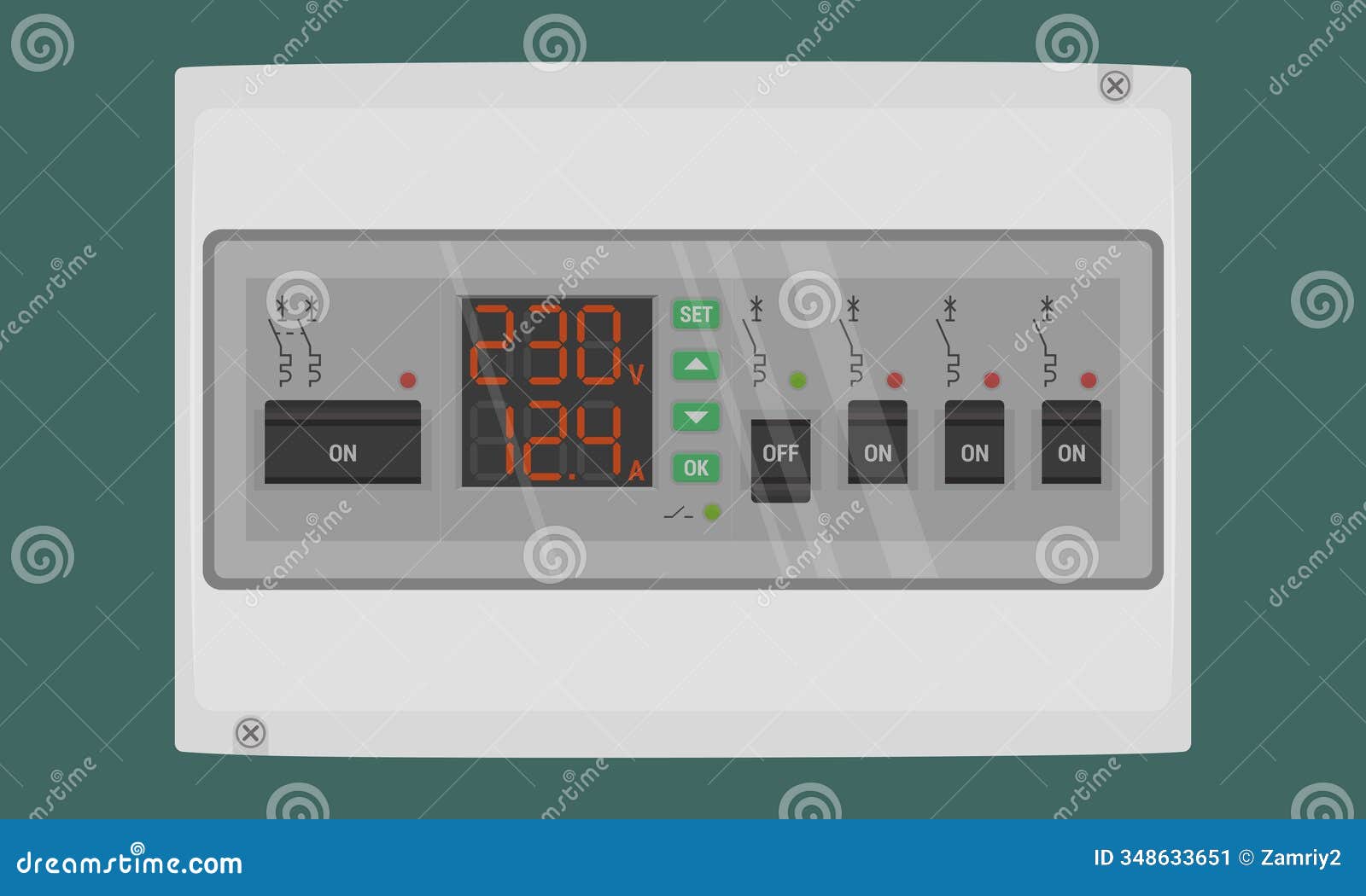 White Circuit Breaker Box with Semi Transparent Door Stock Vector ...