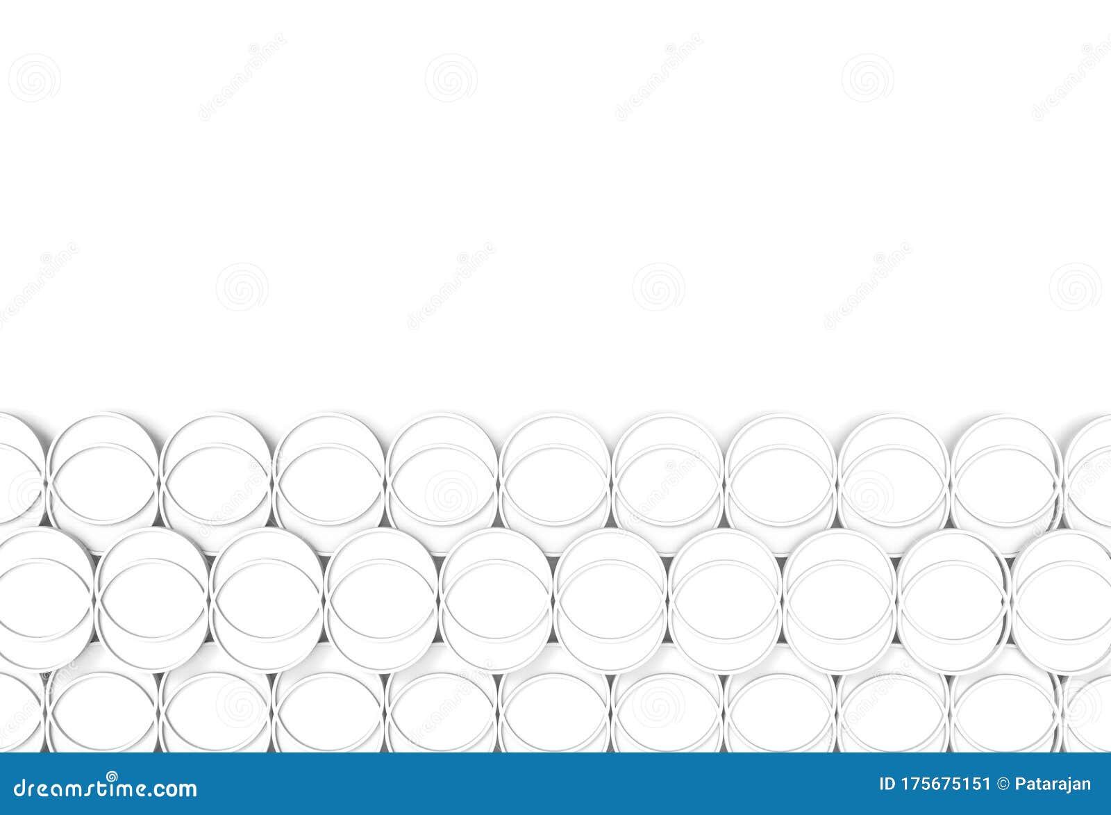 3d Rendering. White Circular Line Shape Pattern Design Wall Background ...