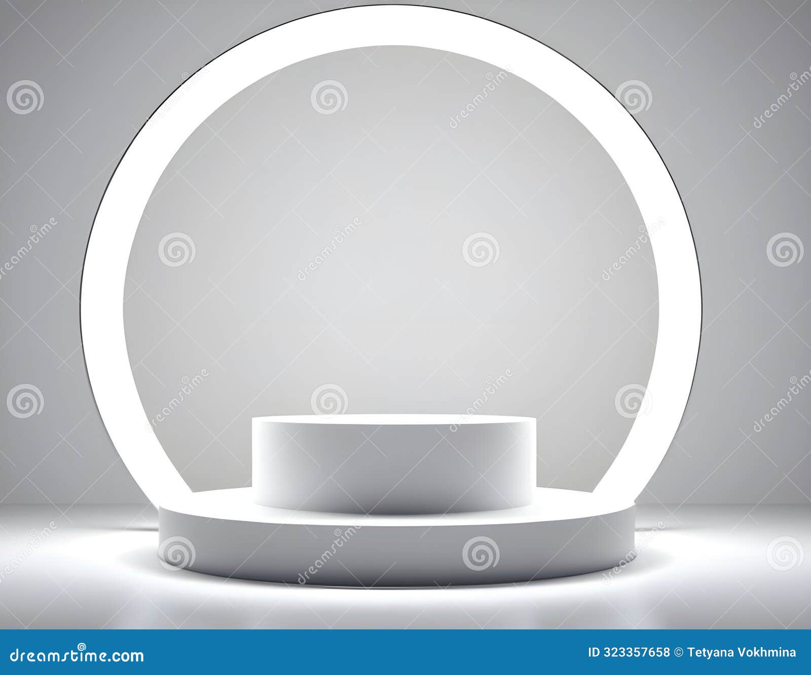 White Circular Platform with Illuminated Arch, Interior Design Stock ...