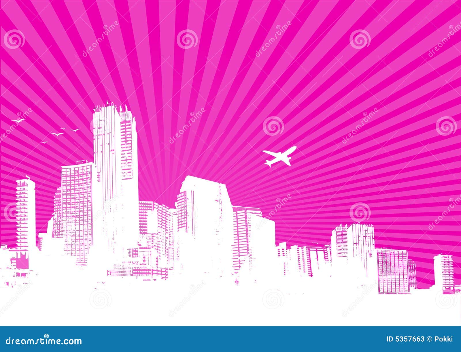 White City on Pink Background. Stock Vector - Illustration of paint ...