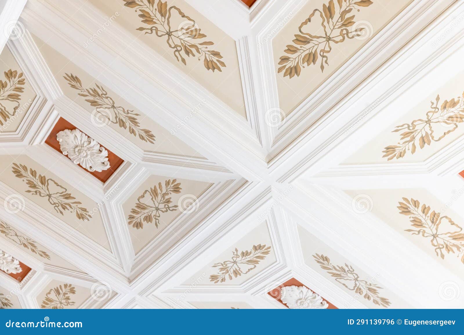 White Classic Ceiling Details with Floral Patterns, Classic ...