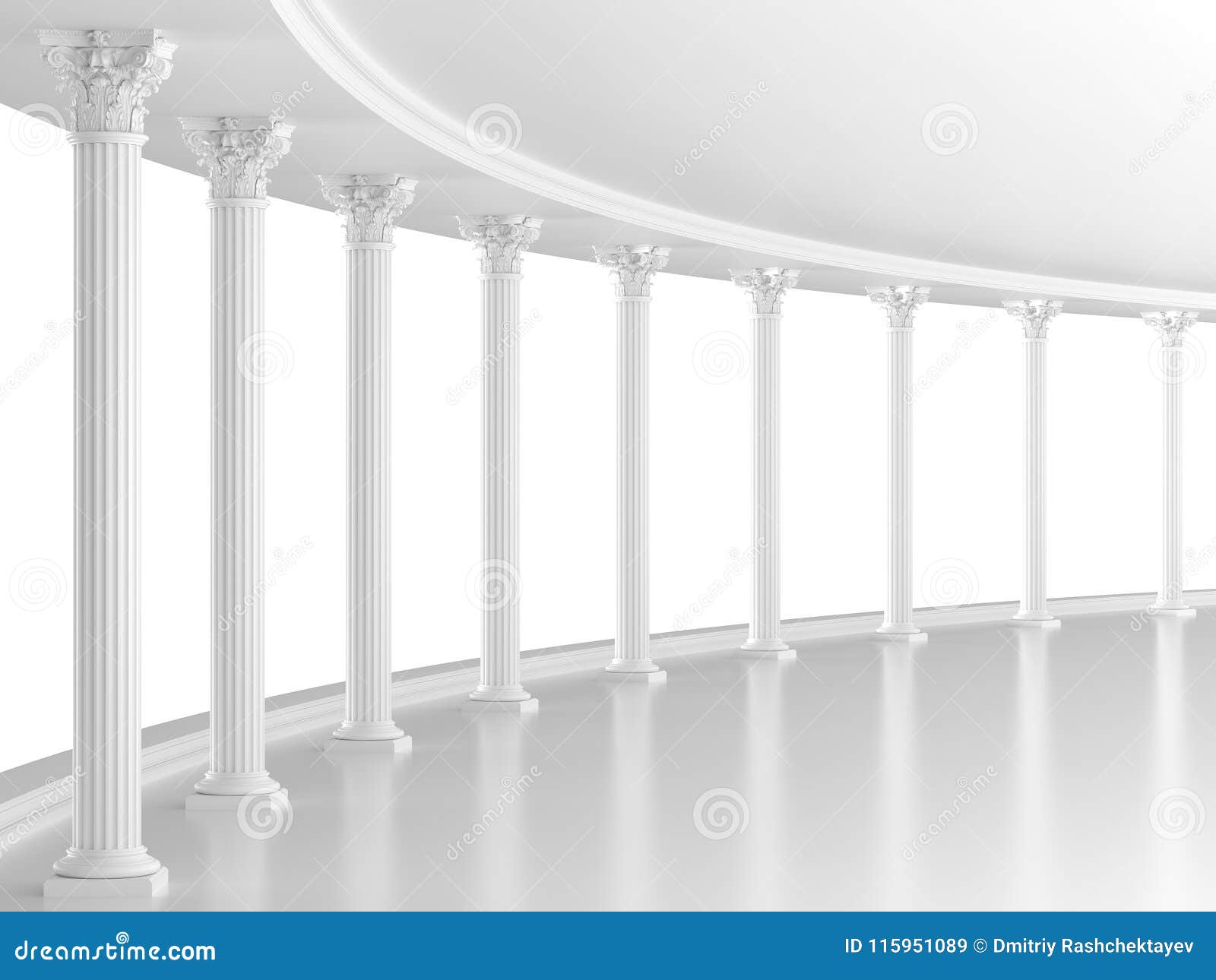 White Classic Interior with Columns Stock Illustration - Illustration ...