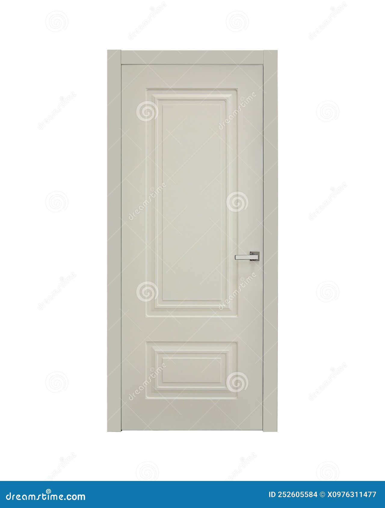 White Classic Interior Door with Rectangles on a White Background ...