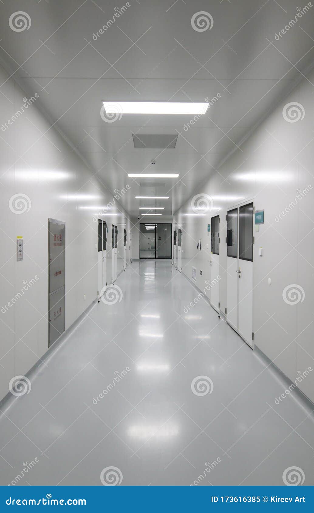 White Clean Empty Tunnel Corridor of Laboratory. Stock Image - Image of ...